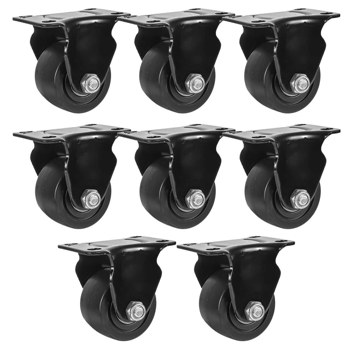 inch Heavy Duty Polyurethane Caster Wheels Rigid Fixed Swivel Double ...