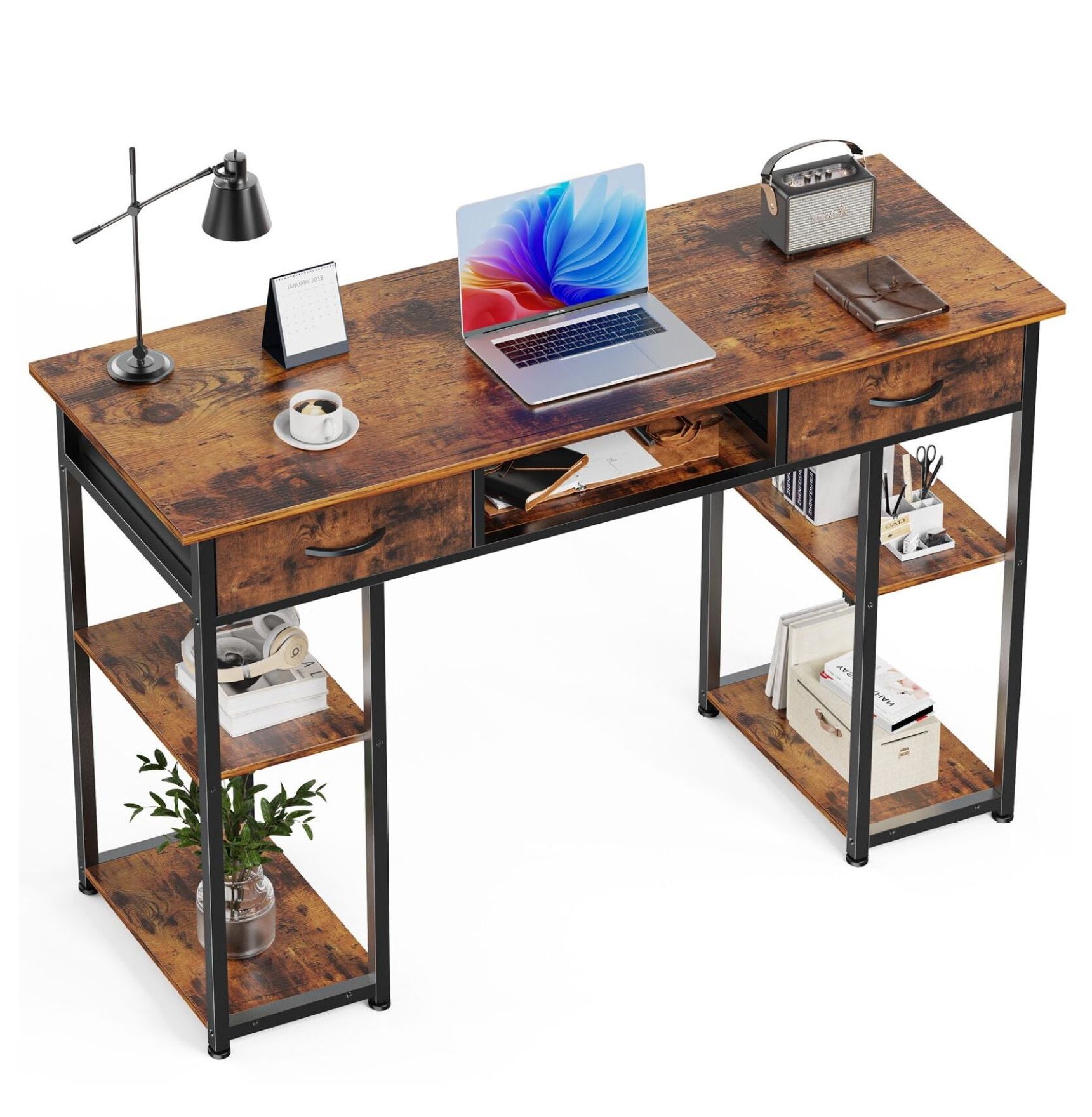 inch Home Standing Computer Desk Small Office Table with 3 Fabric ...
