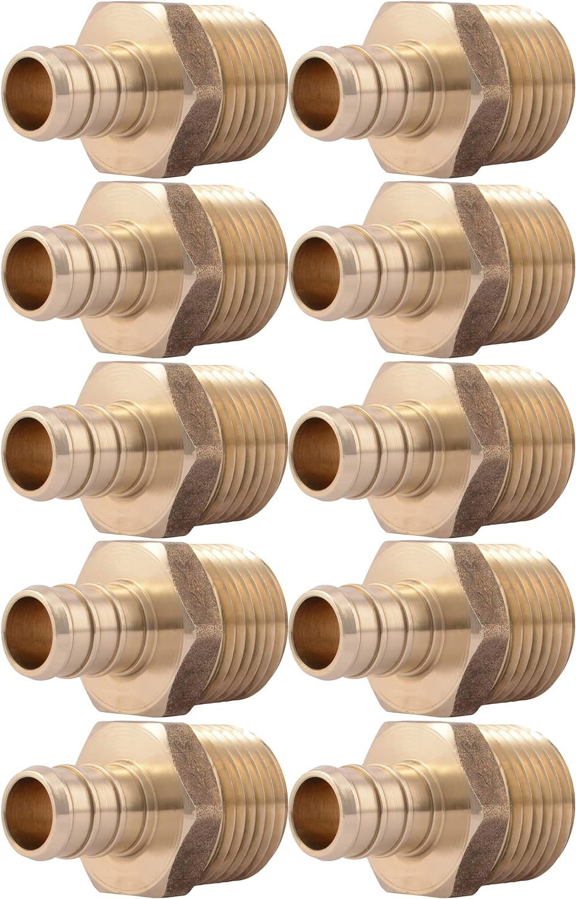 inch crimp mnpt male adapter, pack of 10, brass plumbing fitting, pex ...