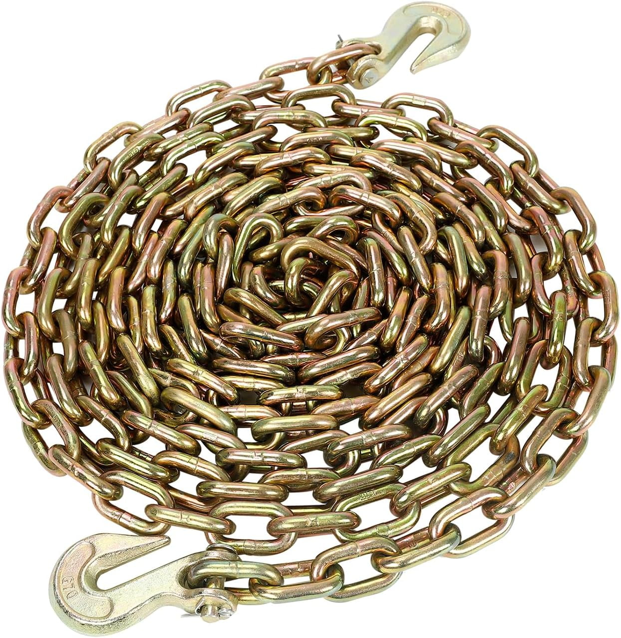 inch x 20 Foot Safety/Binder Chain with Clevis Grab Hook, 2 Packs Heavy ...