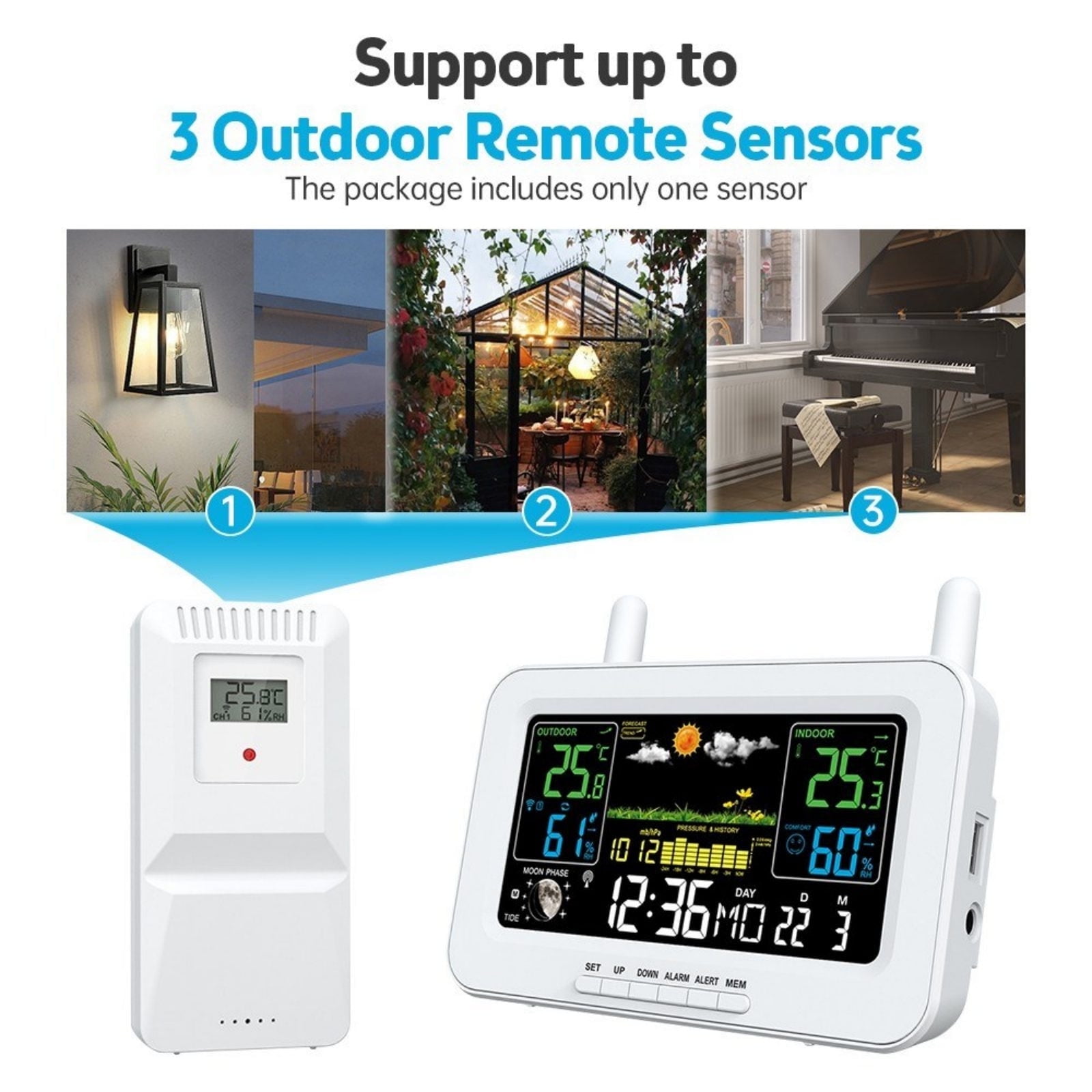 indoor and outdoor wireless temperature and humidity meter calendar ...