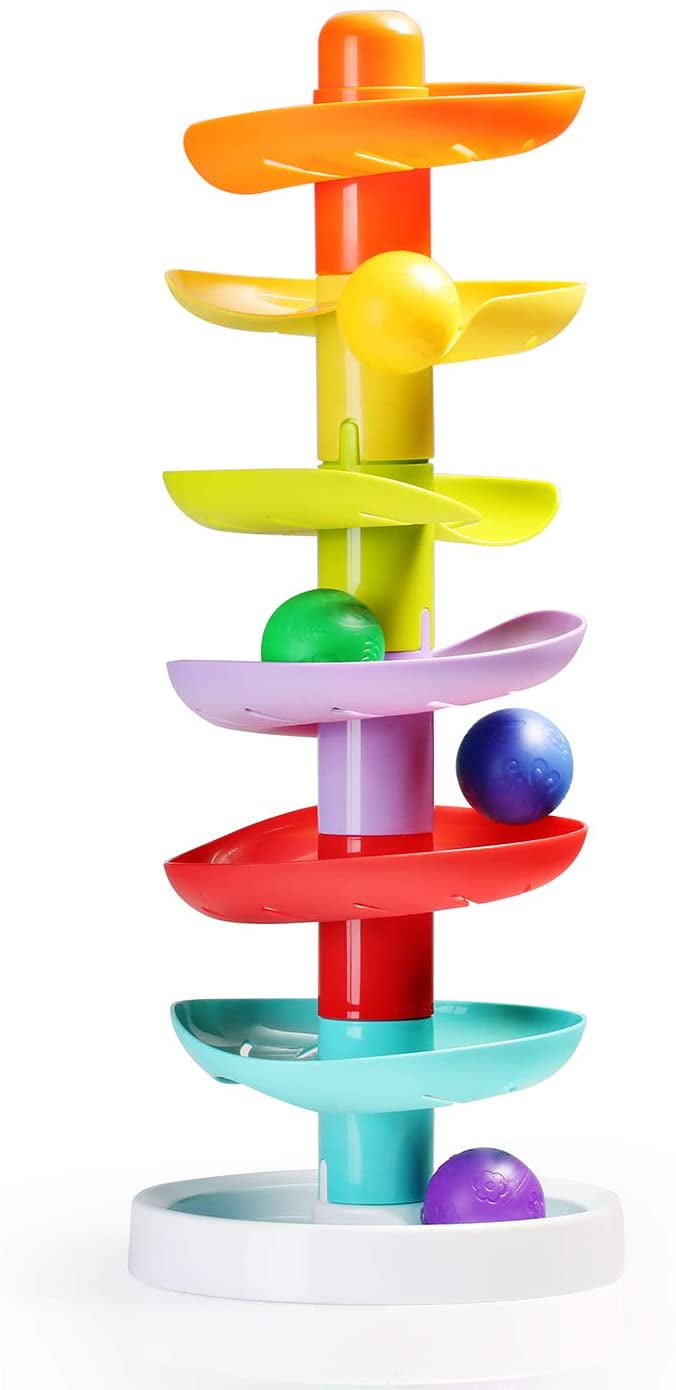 infunbebe Ball Drop Tower Colorful Ball Run Toy with 7 Balls for ...