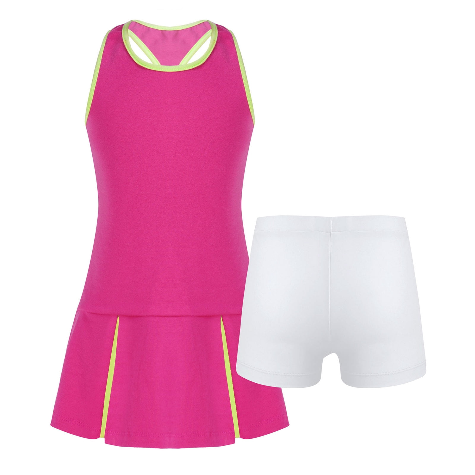 inhzoy 2Pcs Kids Cheerleading Sport Dance Outfit Girls Dress and Shorts ...
