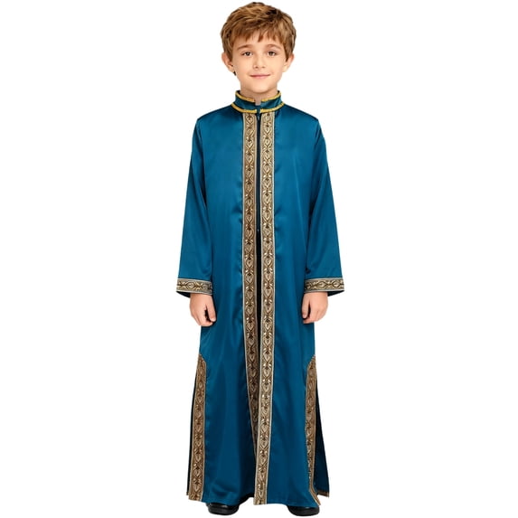 inhzoy Boys Muslim Arab Kaftan Embroidered Robe Long Sleeve Thobe ...