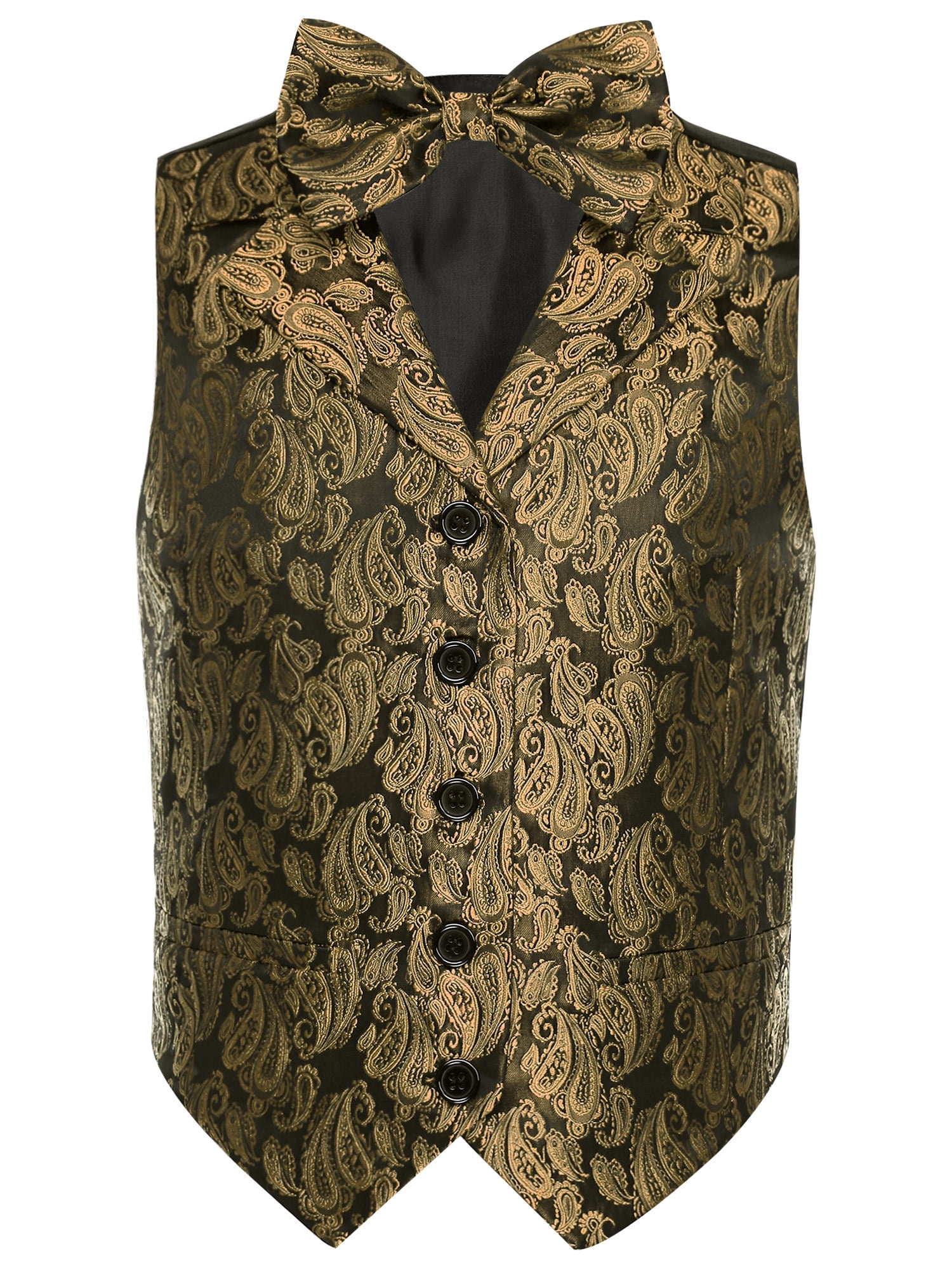 inhzoy Boys Paisley Floral Patterned Wedding Waistcoat with Bow Tie for ...