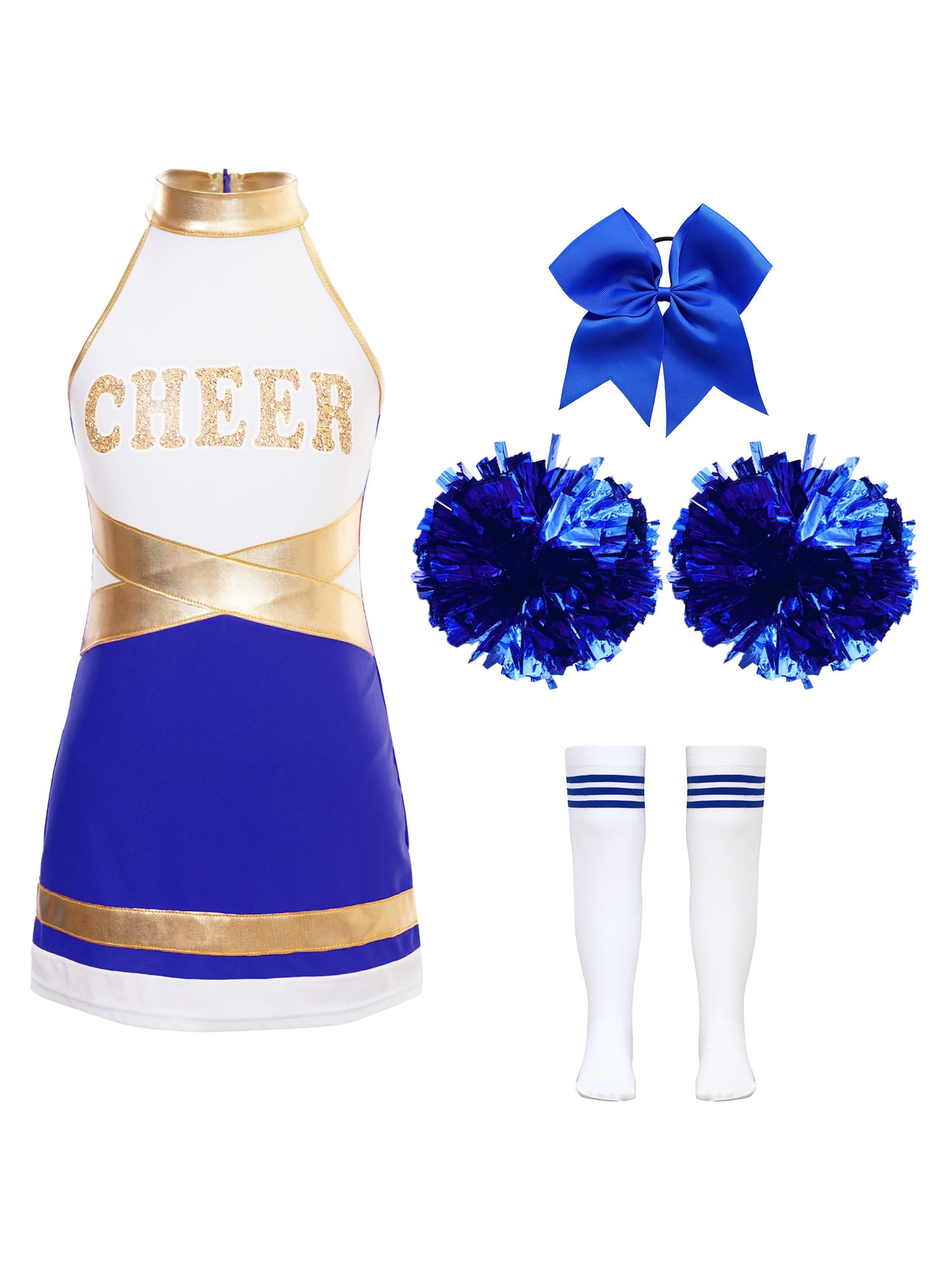 inhzoy Cheerleading Dance Clothes Sets for Girls Metallic Cheer Outfits ...