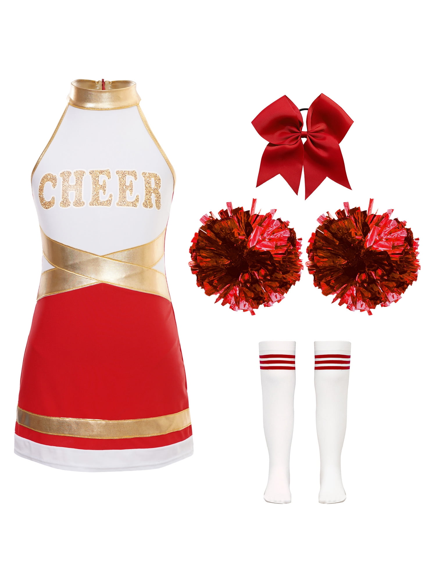 inhzoy Cheerleading Dance Clothes Sets for Girls Metallic Cheer Outfits ...