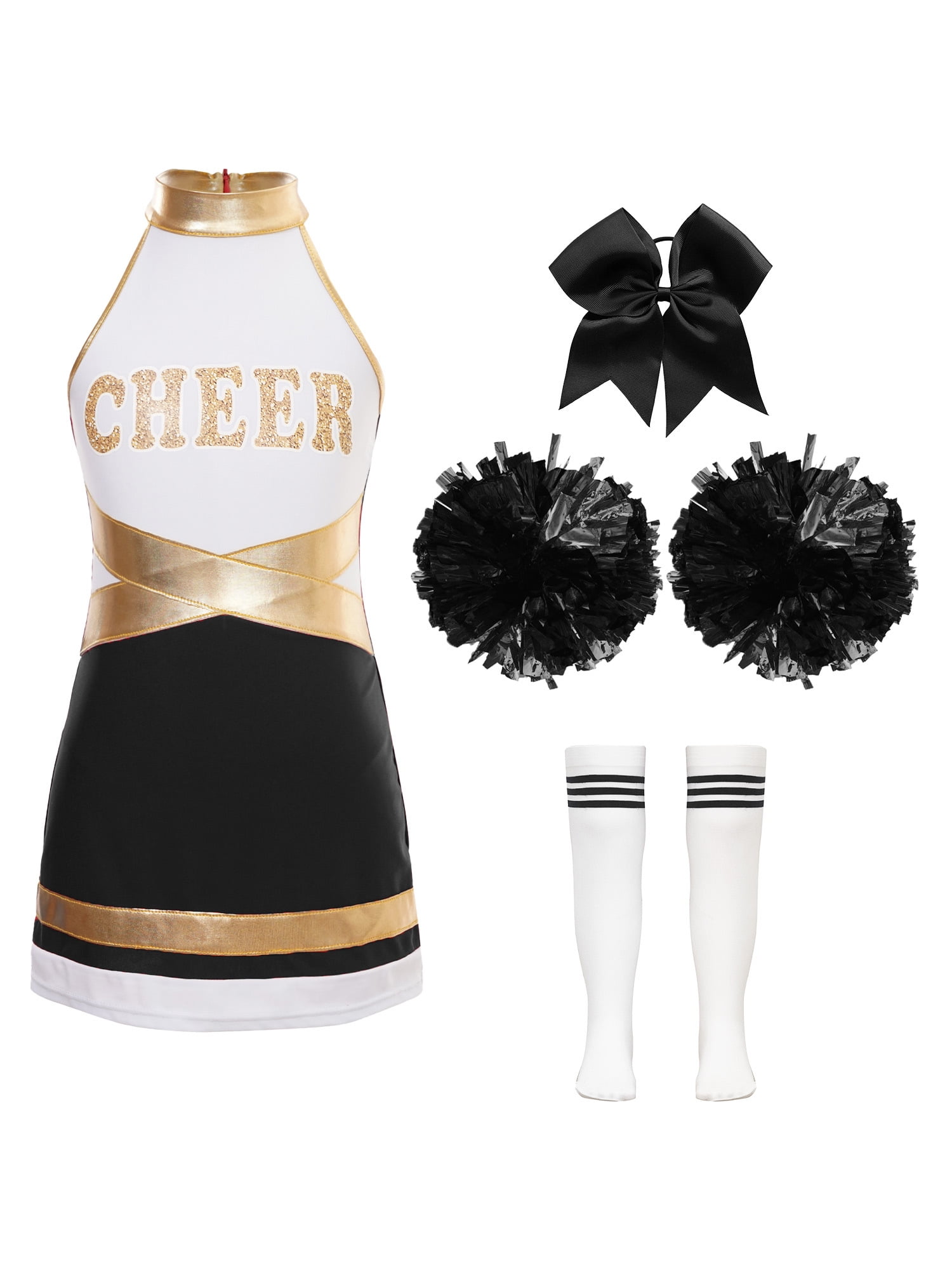 inhzoy Cheerleading Dance Clothes Sets for Girls Metallic Cheer Outfits ...