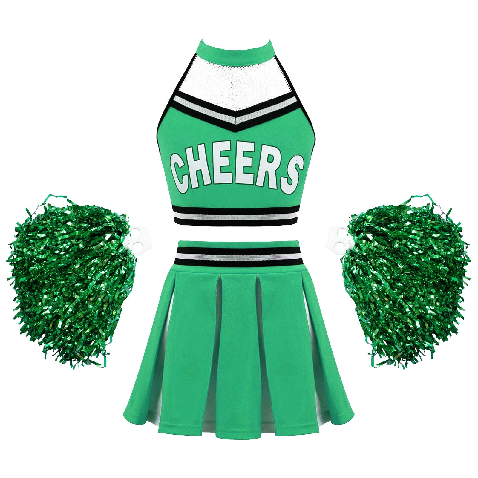 inhzoy Girls Cheer Uniform Outfit Cheer Leader Halloween Costume Vest ...