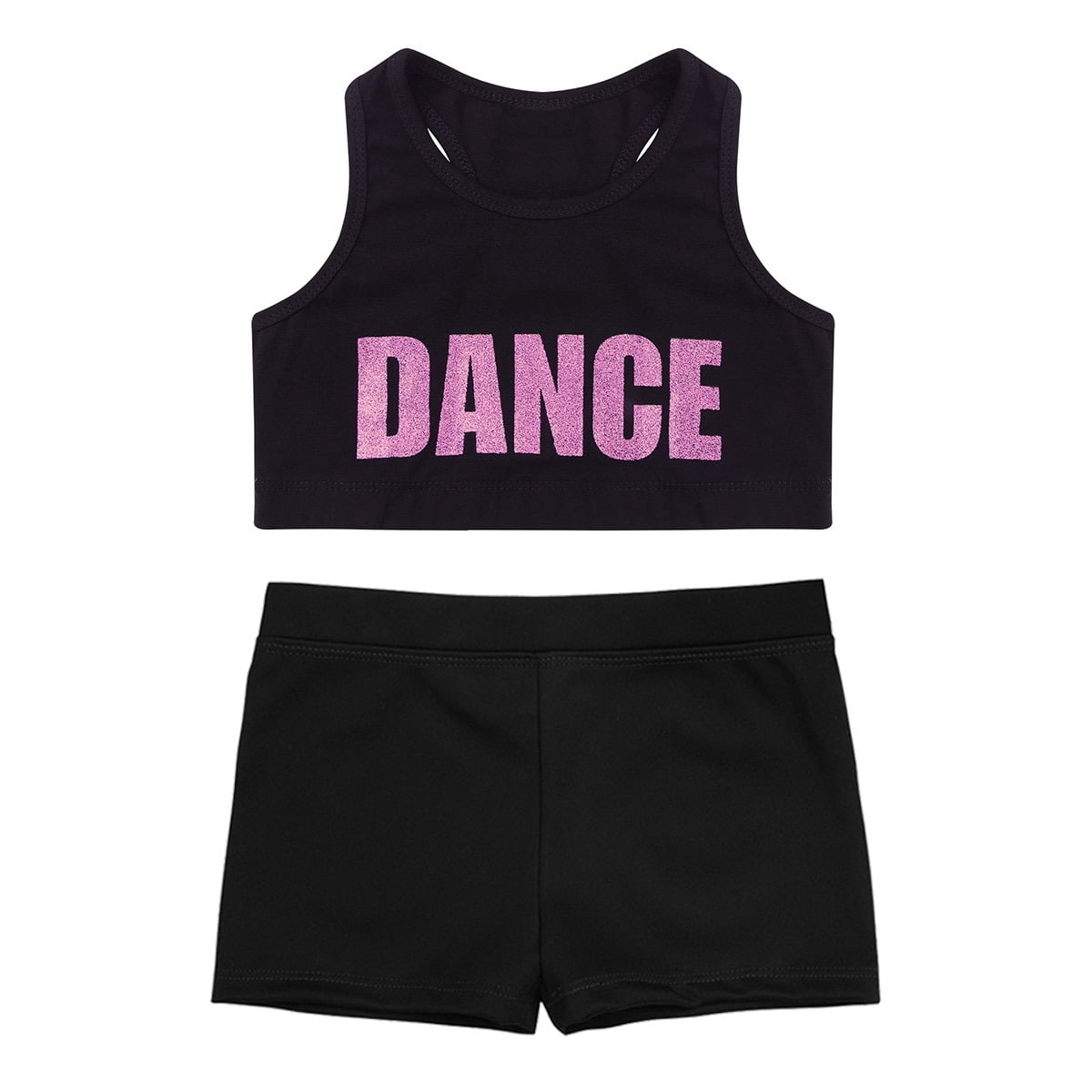 inhzoy Girls Dance Outfit Hip Hop Dance 2PCS Tank Crop Top with Booty ...