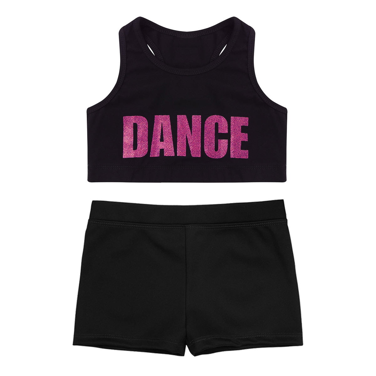 inhzoy Girls Dance Outfit Hip Hop Dance 2PCS Tank Crop Top with Booty ...