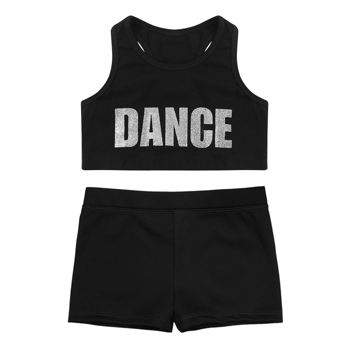 inhzoy Girls Dance Outfit Hip Hop Dance 2PCS Tank Crop Top with Booty ...