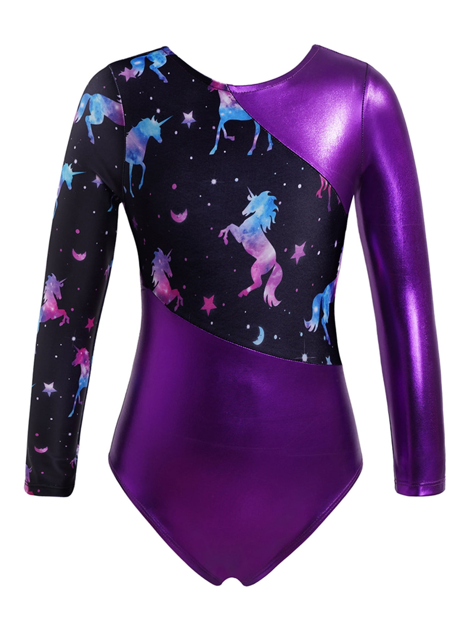inhzoy Girls' Gymnastics Leotards Metallic Sparkly One Piece Dancewear ...