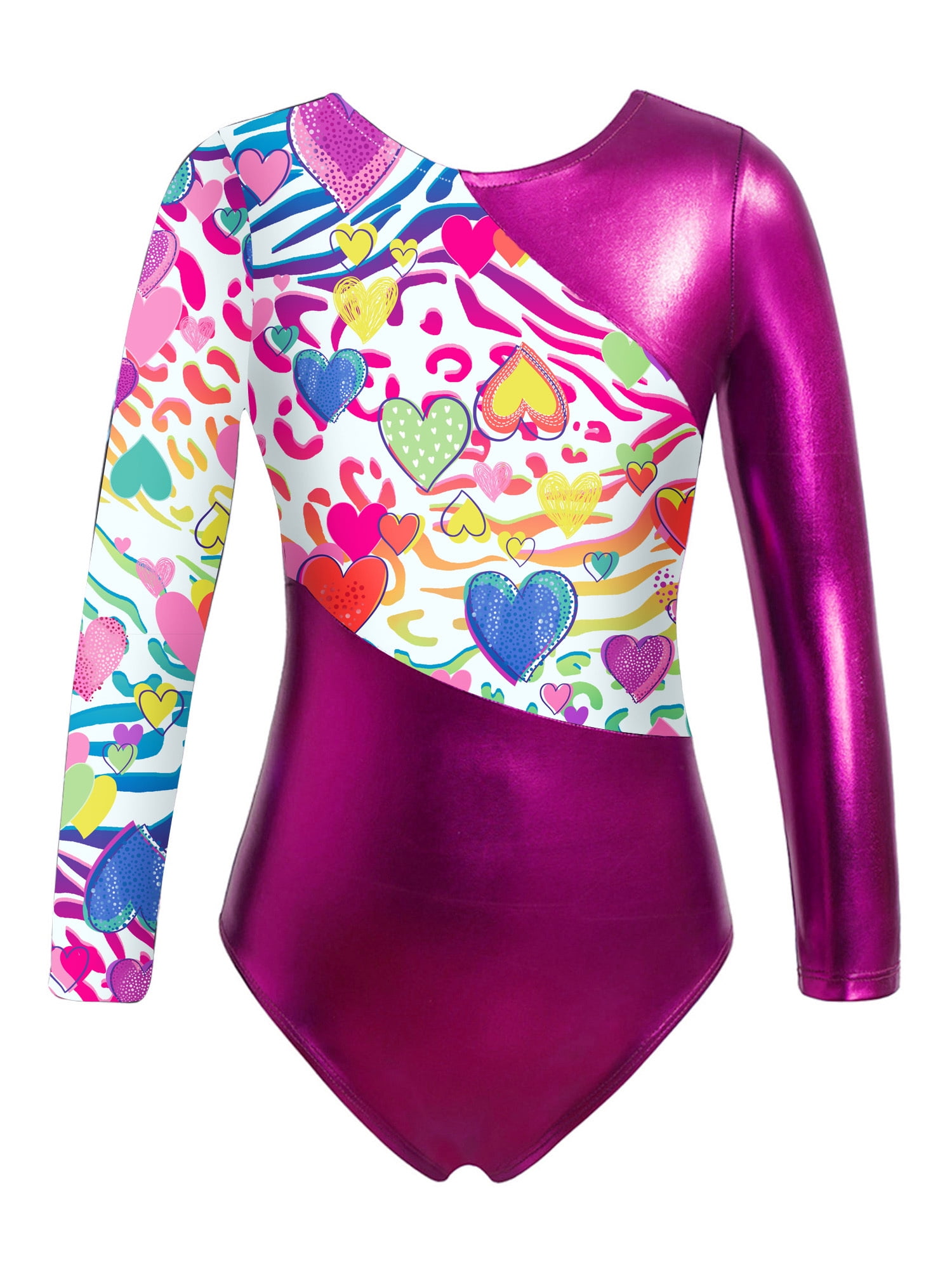 inhzoy Girls' Gymnastics Leotards Metallic Sparkly One Piece Dancewear ...