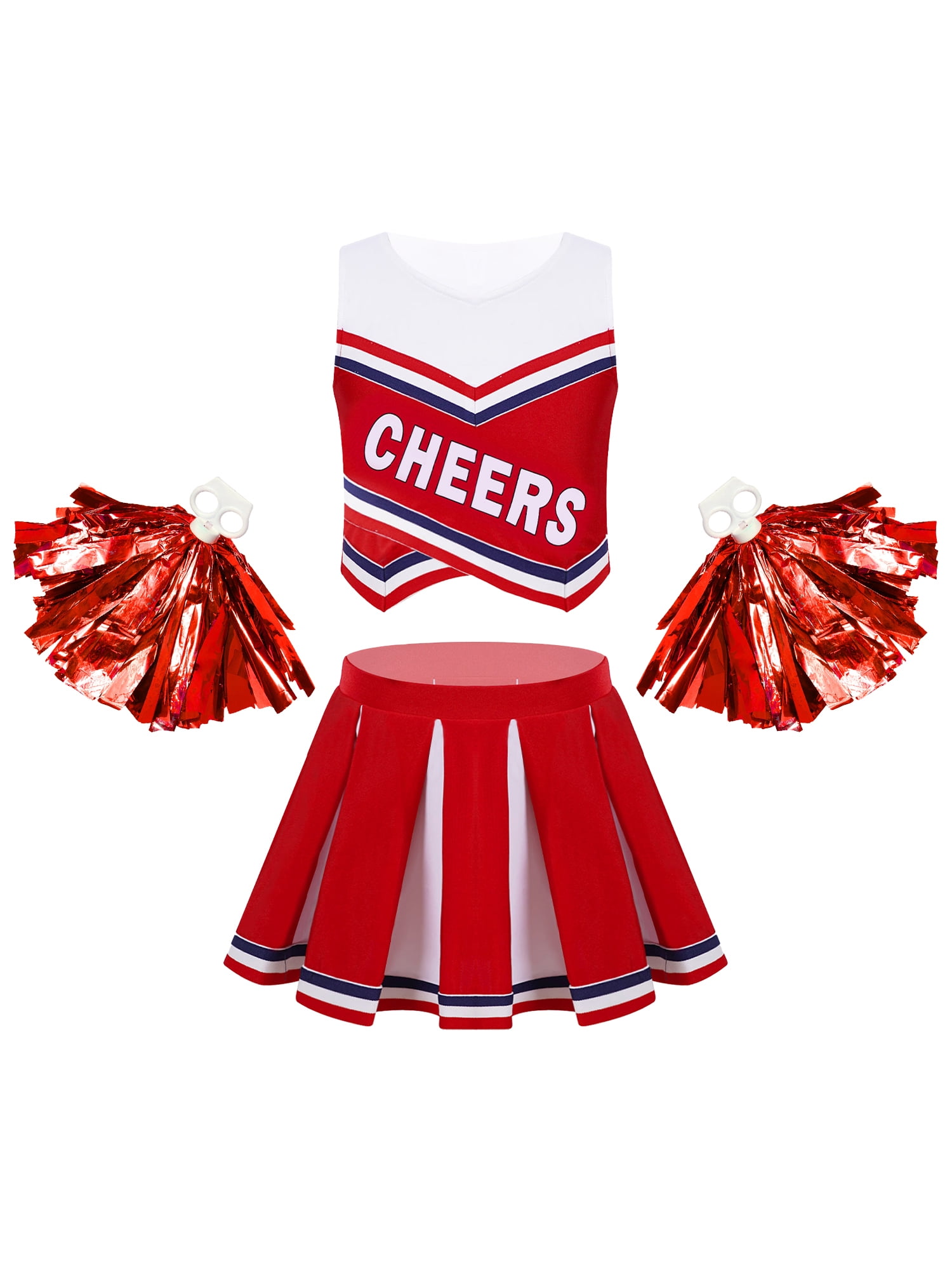 inhzoy Girls High School Festival Cheer Outfits Sleeveless Crop Top ...