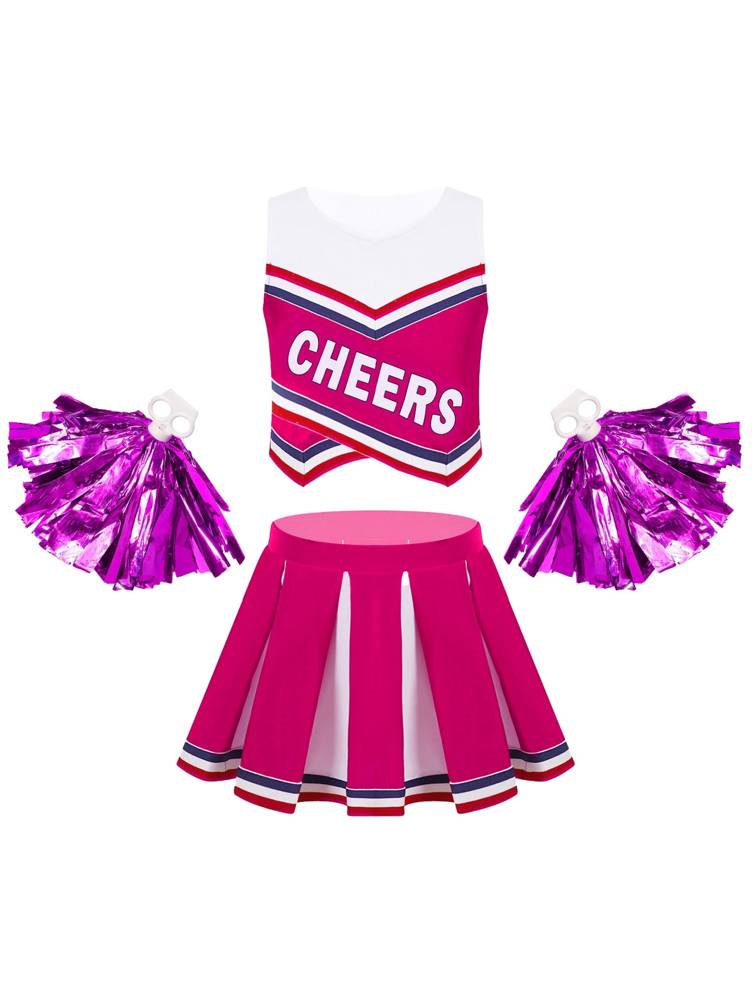 inhzoy Girls High School Festival Cheer Outfits Sleeveless Crop Top ...