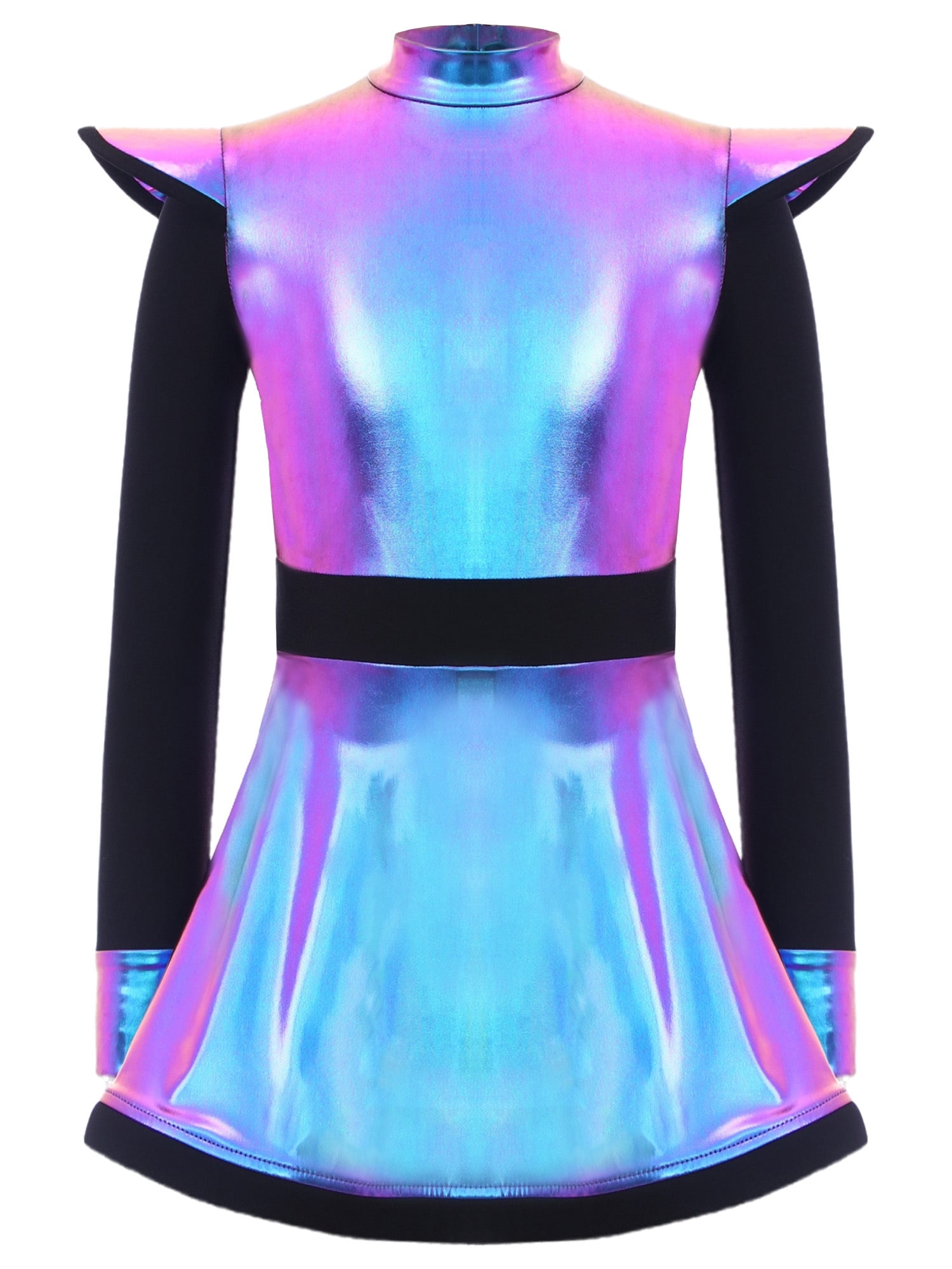 inhzoy Girls Kids Alien Robot Outfits Playwear Shiny Gloss Holographic ...
