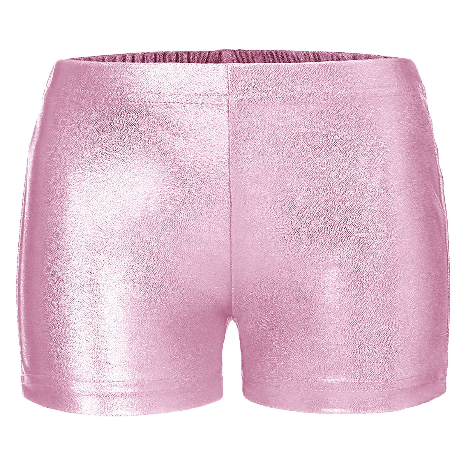 inhzoy Girls Kids Sparkle Dance Athletic Metallic Gymnastic Shorts Pink ...