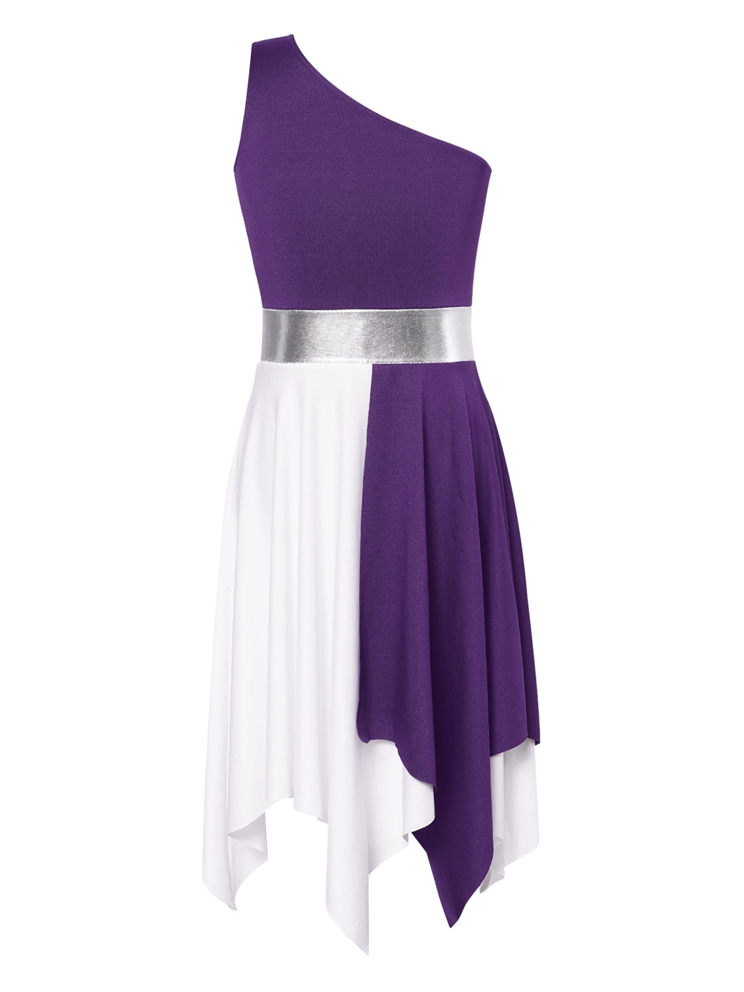 Inhzoy Girls Liturgical Dance Dress, Asymmetrical Tunic, Purple, Praise ...