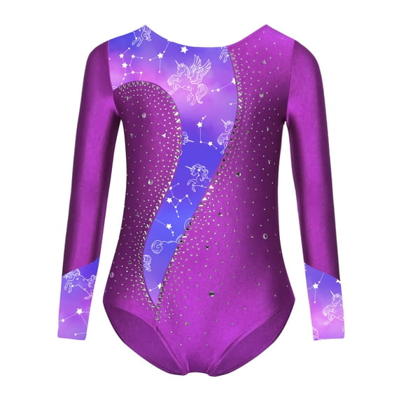 inhzoy Girls Printed Patchwork Gymnastics Leotards Kids Athletic ...