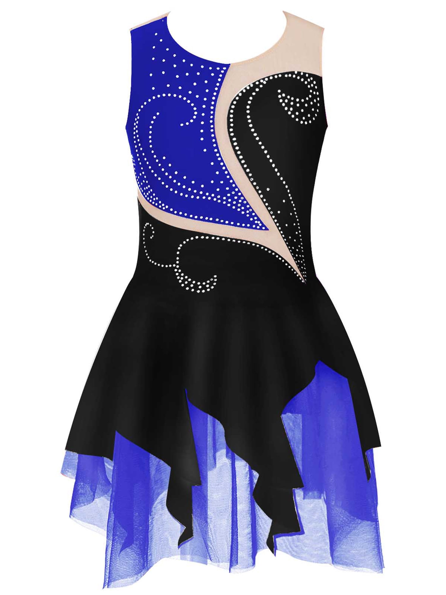 inhzoy Girls Sequins Rhinestone Rollar Figure Ice Skating Dance Costume ...