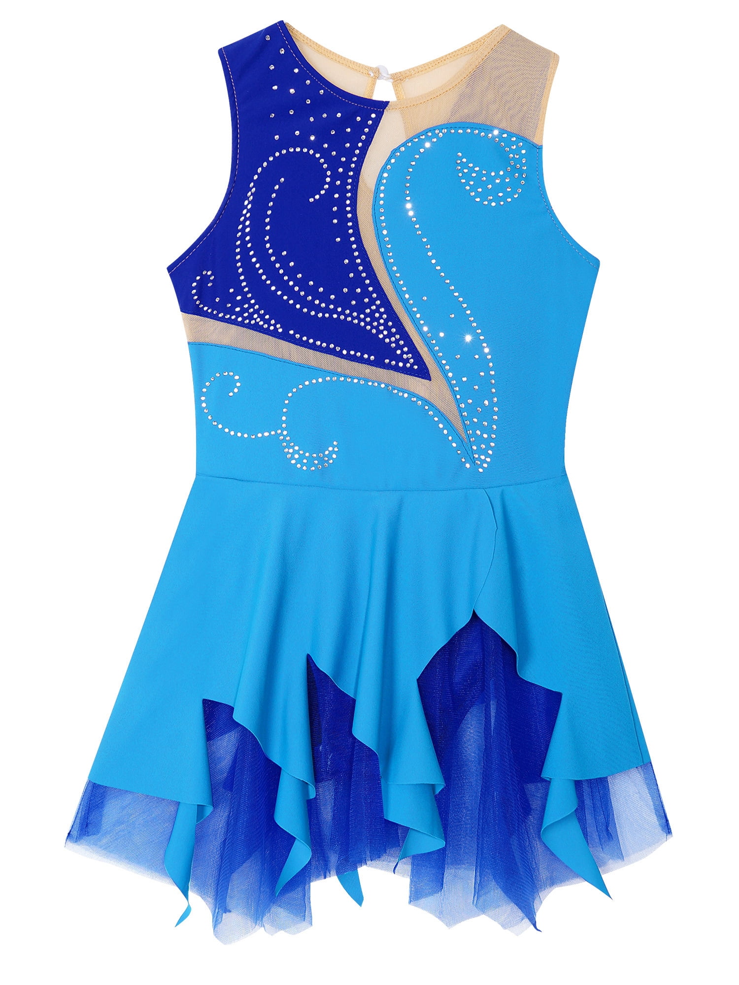 inhzoy Girls Sequins Rhinestone Rollar Figure Ice Skating Dance Costume ...