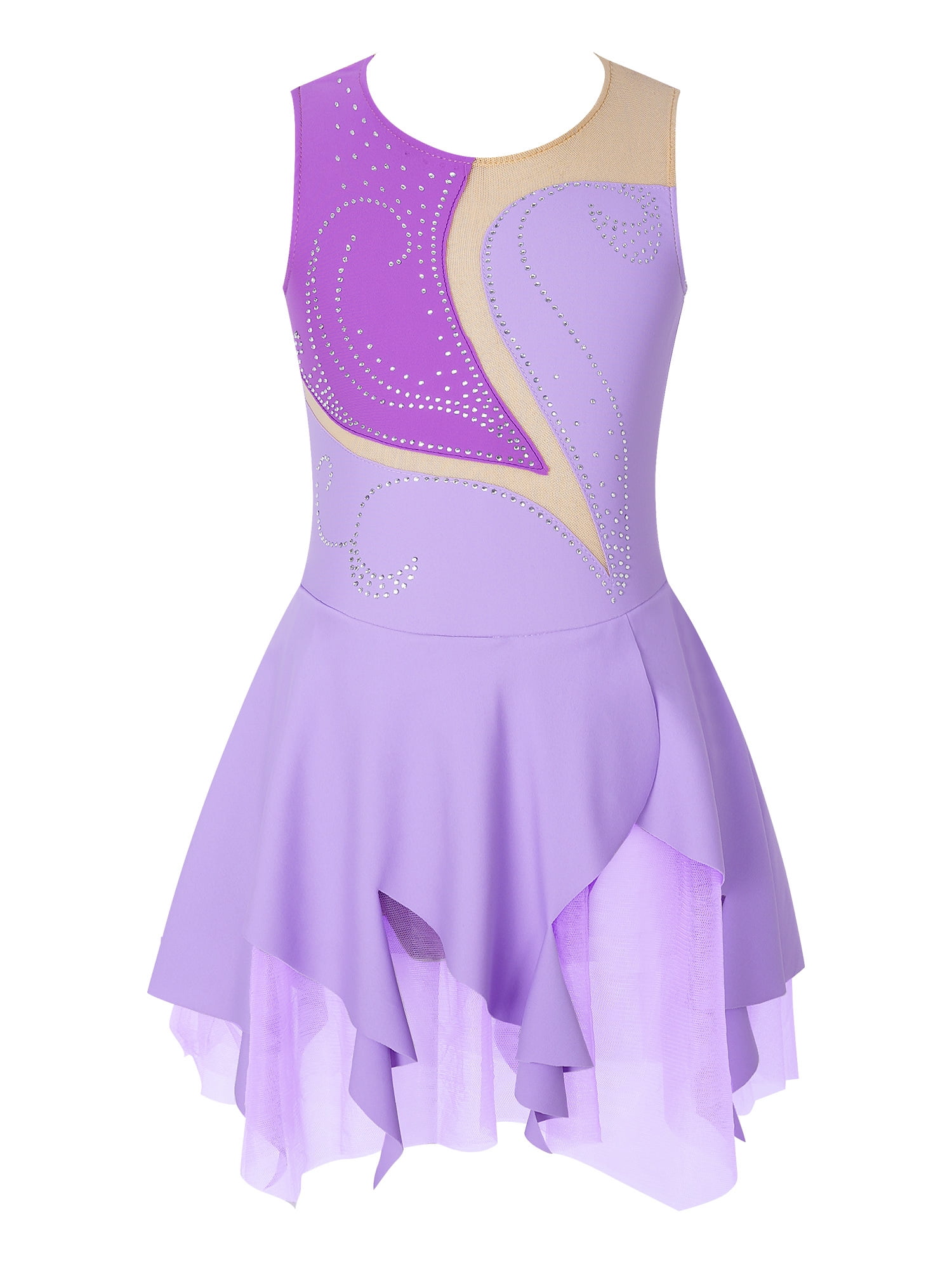 inhzoy Girls Sequins Rhinestone Rollar Figure Ice Skating Dance Costume ...