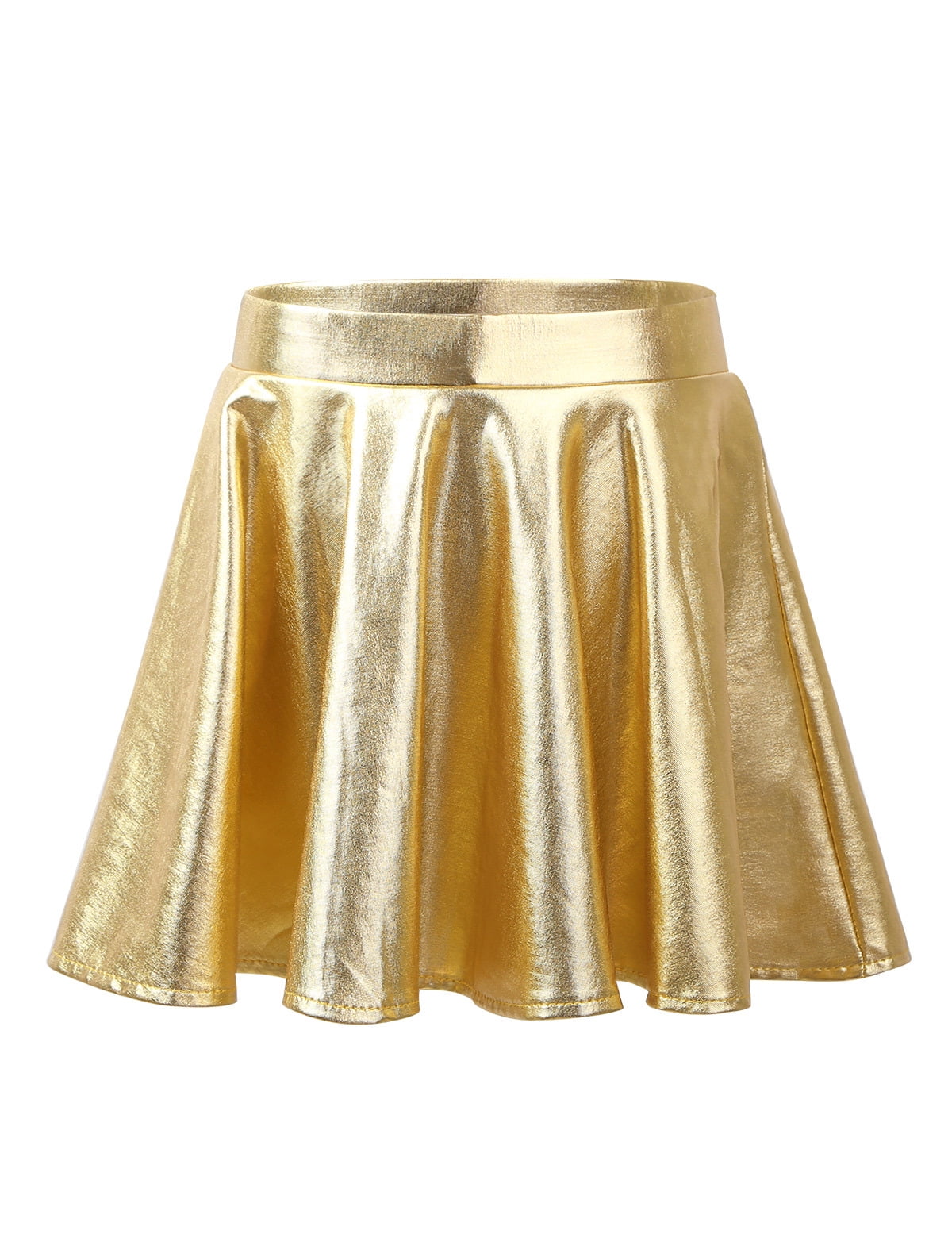 inhzoy Girls Shiny Metallic Skater Skort Skirt Gold 16 - Walmart.com