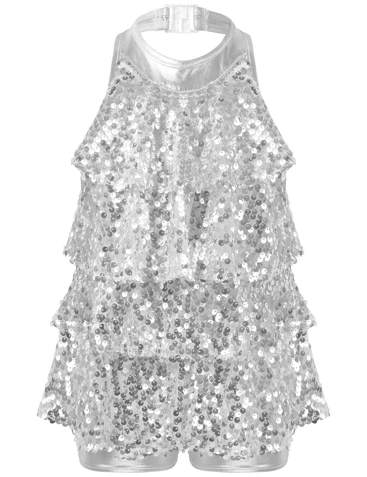 inhzoy Girls Shiny Sequined Gymnastic Leotard Modern Jazz Latin Ballet ...