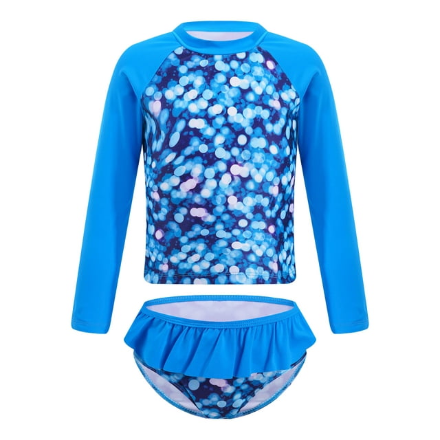 inhzoy Girls Two-Pieces Rash Guard Swimsuit Set Long Sleeve Fish Scales ...