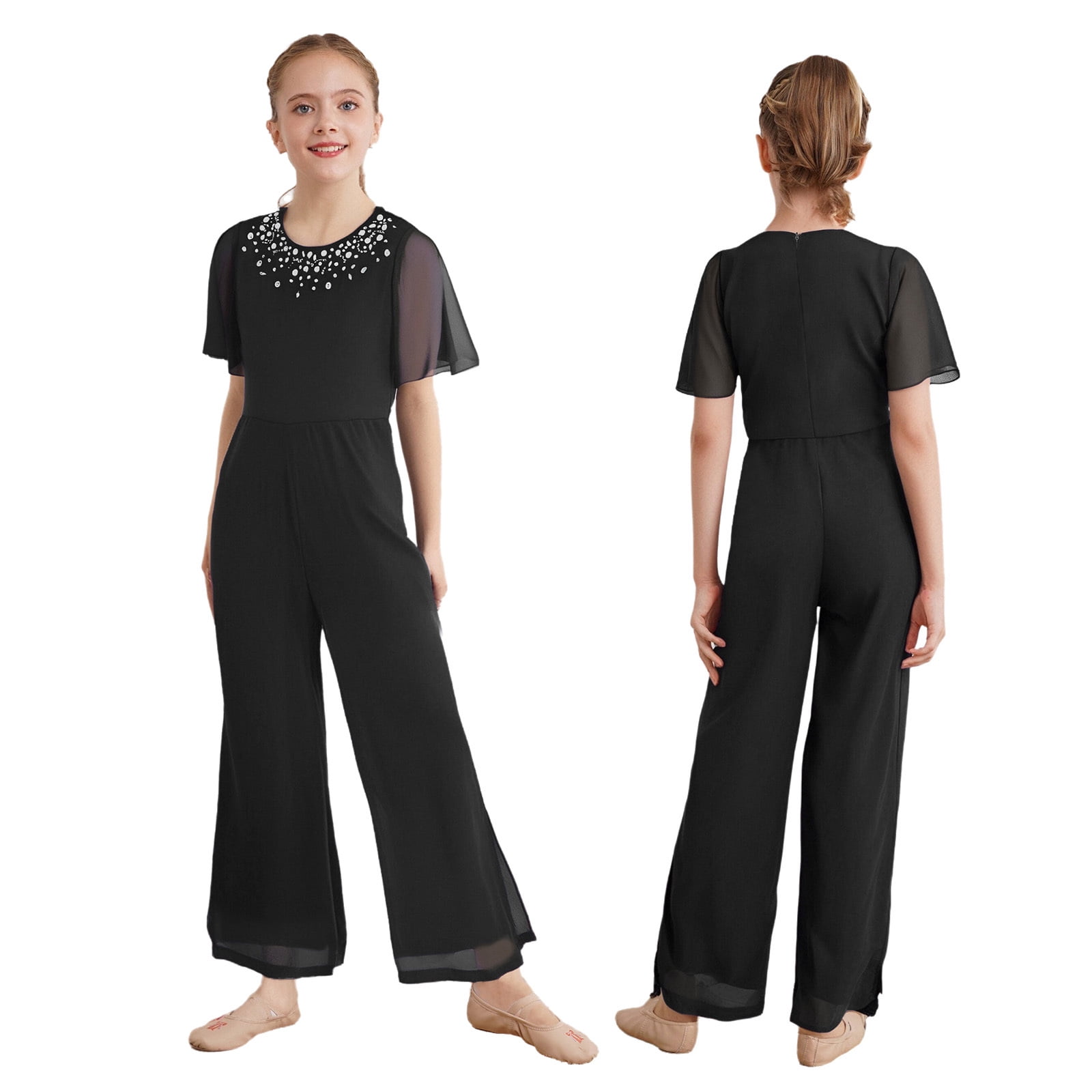 inhzoy Junior Girls Wide Leg Jumpsuit High Waist Birthday Party Romper ...