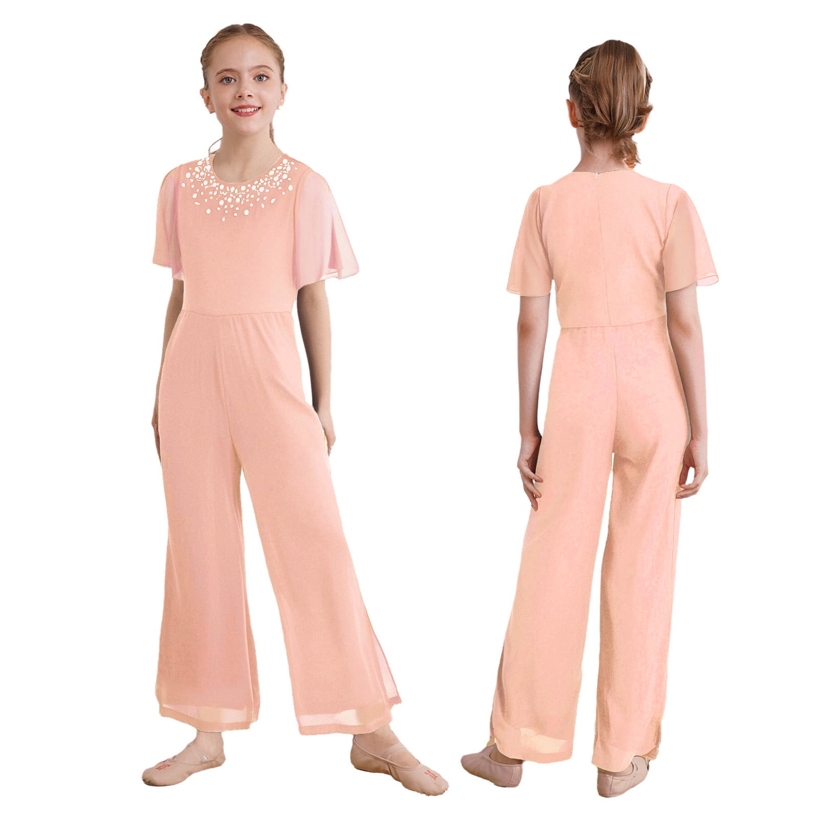 inhzoy Junior Girls Wide Leg Jumpsuit High Waist Birthday Party Romper ...