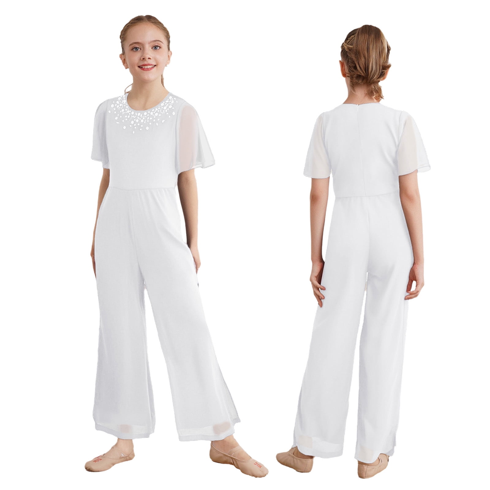 inhzoy Junior Girls Wide Leg Jumpsuit High Waist Birthday Party Romper ...