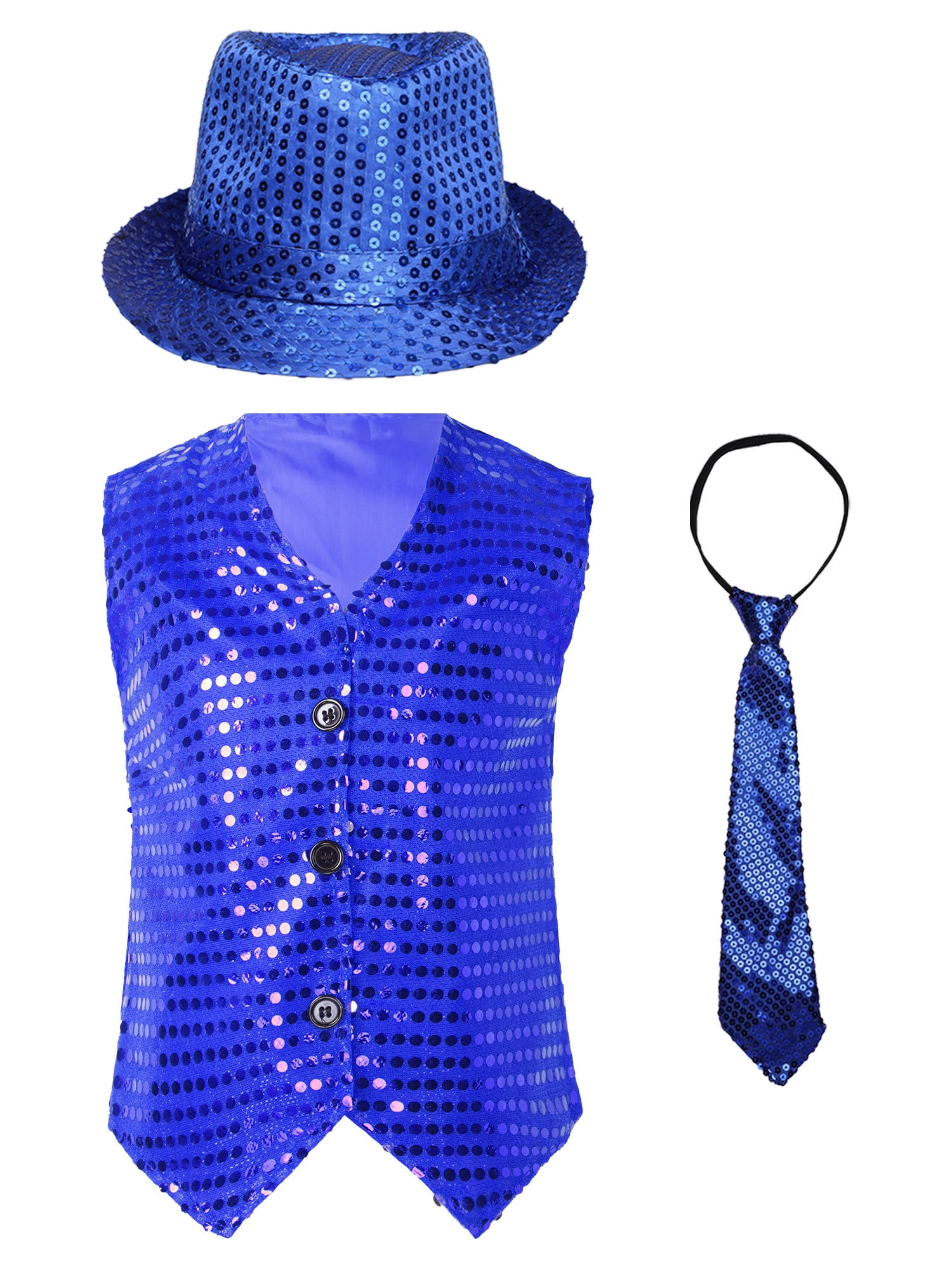 inhzoy Kids Boys Girls Jazz Hip-Hop Dance Dazzled Jacket Shiny Sequins ...