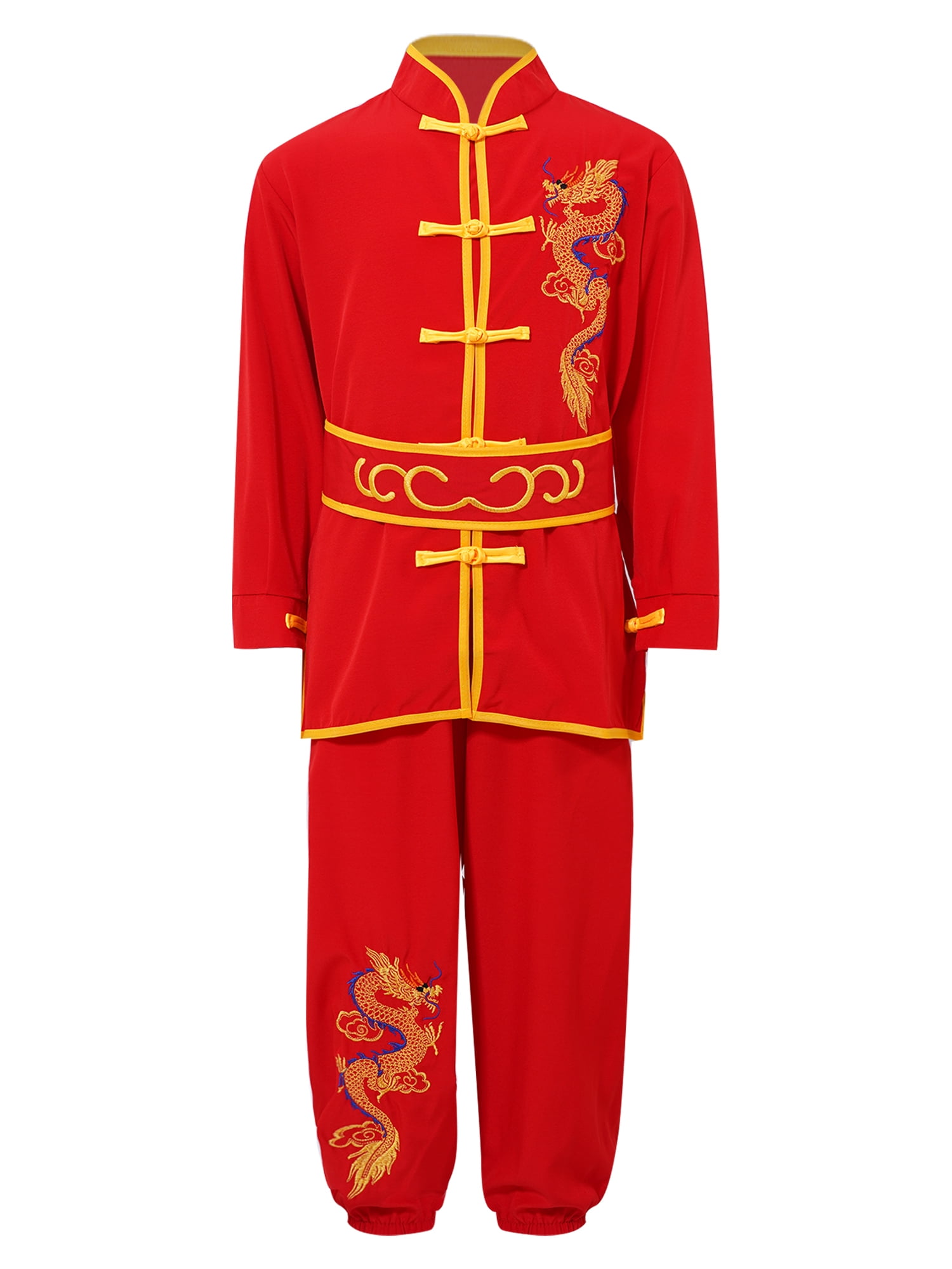inhzoy Kids Boys Girls Kung Fu Suit Unisex Children Dragon Embroidery ...