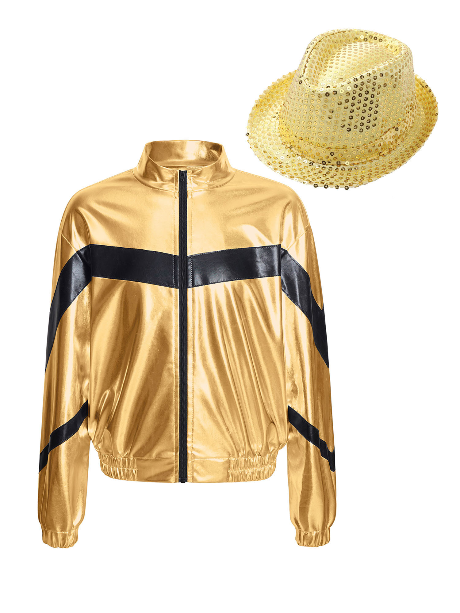 inhzoy Kids Boys Girls Sequin Bomber Jacket Hip Hop Jazz Dance Outfits ...