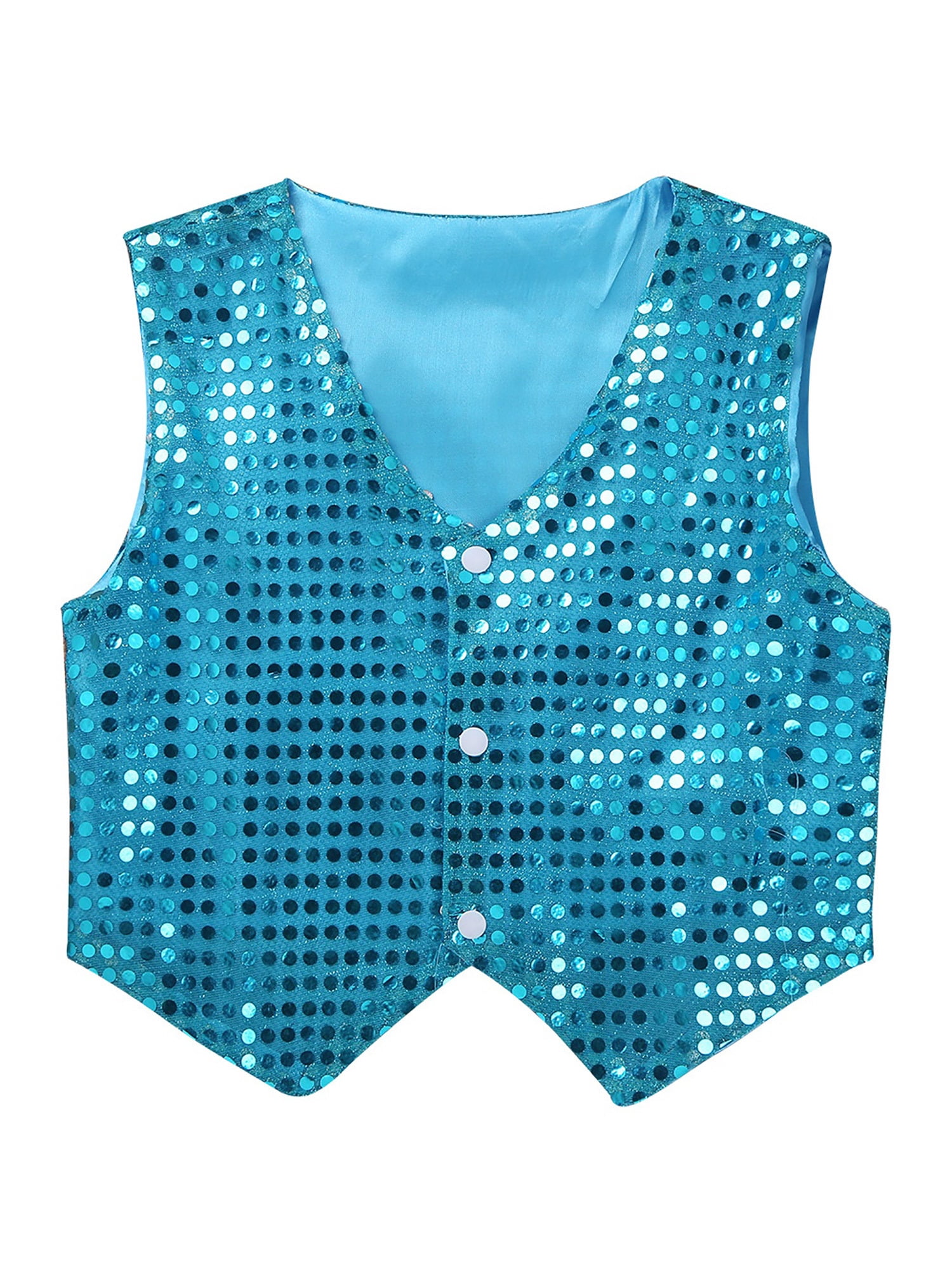 inhzoy Kids Boys Girls Shiny Sequin Vest Waistcoat Jacket Modern Dance ...