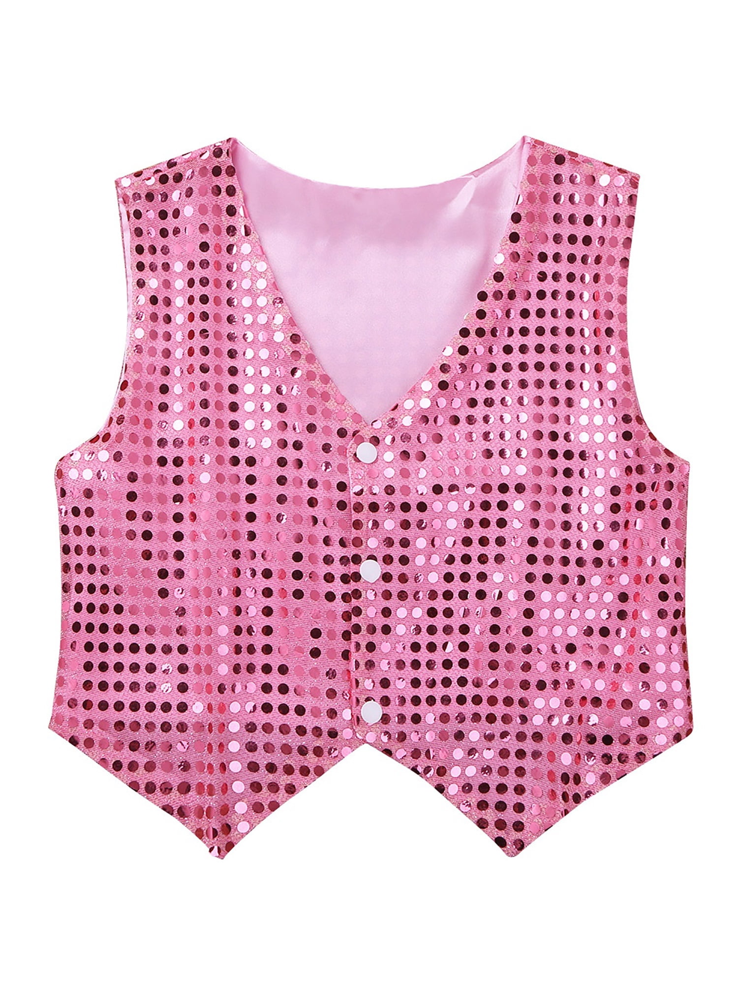 inhzoy Kids Boys Girls Shiny Sequin Vest Waistcoat Jacket Modern Dance ...