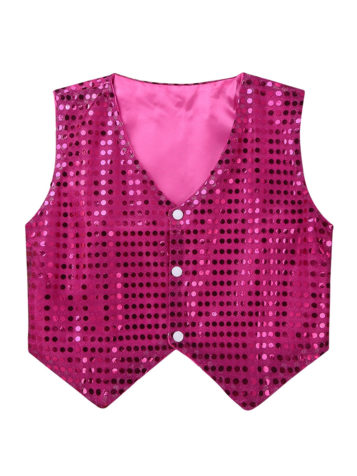 inhzoy Kids Boys Girls Shiny Sequin Vest Waistcoat Jacket Modern Dance ...