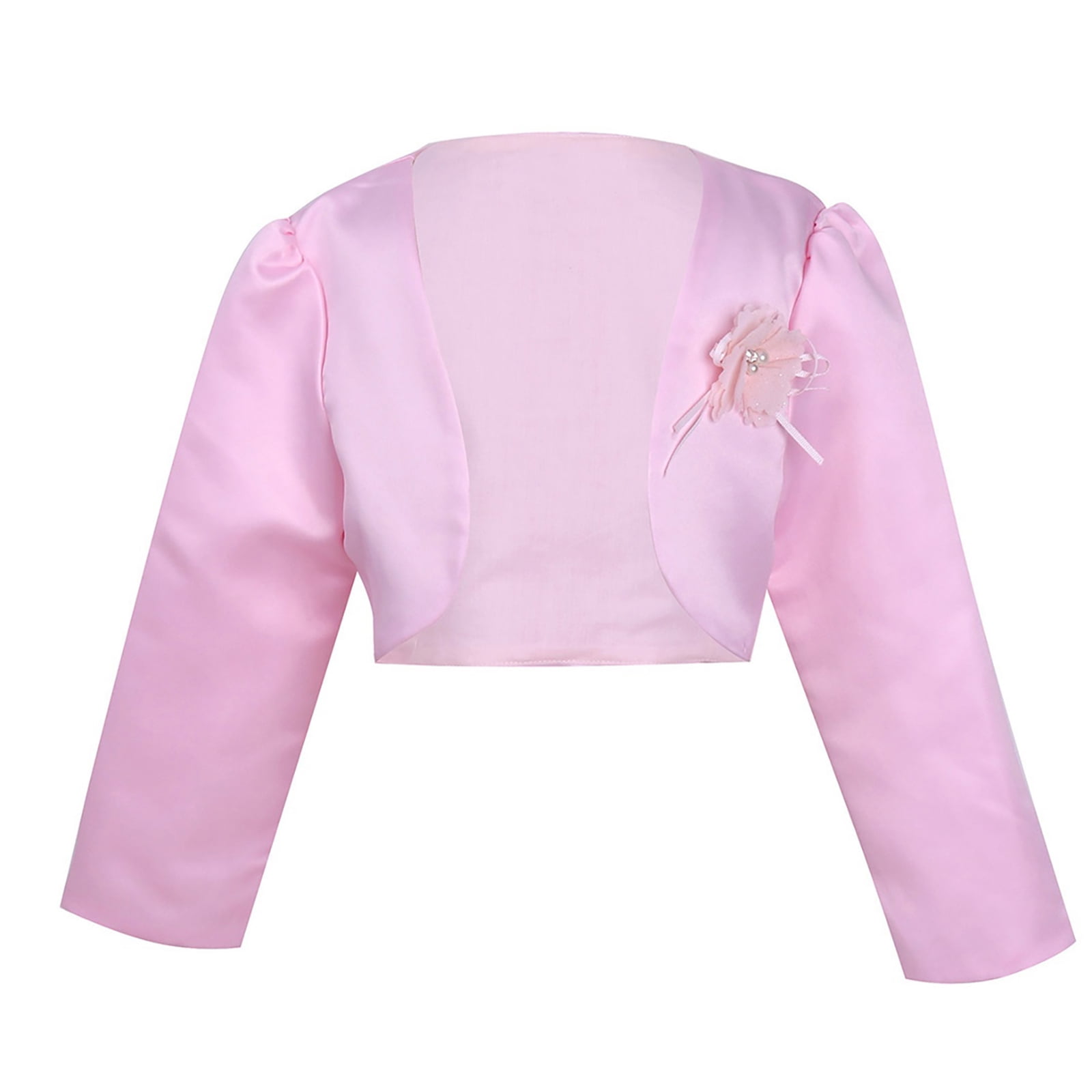 inhzoy Kids Flower Girls Stain Long Sleeves Bolero Shrug Jacket ...