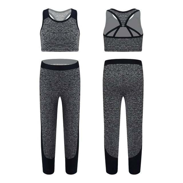 inhzoy Kids Girls 2 Piece Tracksuit Crop Top Leggings Yoga Dance ...