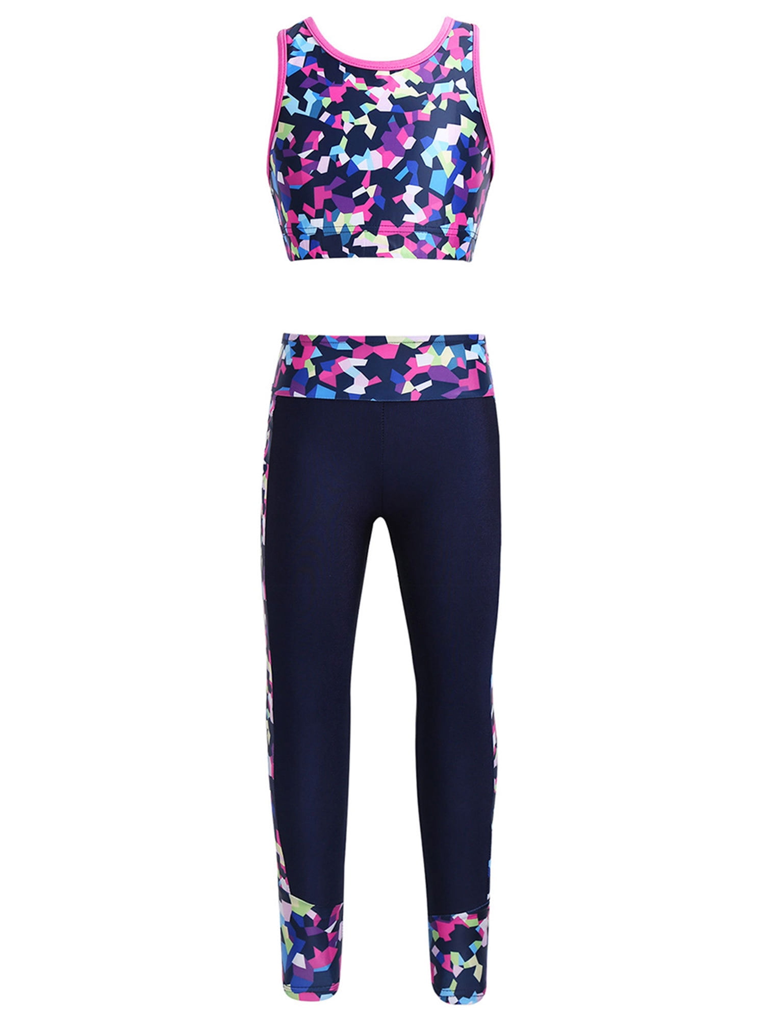 inhzoy Kids Girls 2 Pieces Athletic Crop Top with Sports Leggings Yoga ...