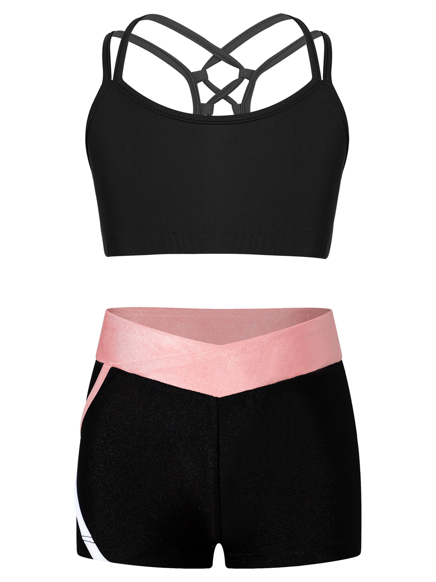 inhzoy Kids Girls 2PCs Athletic Tracksuits Raceback Crop Top with ...