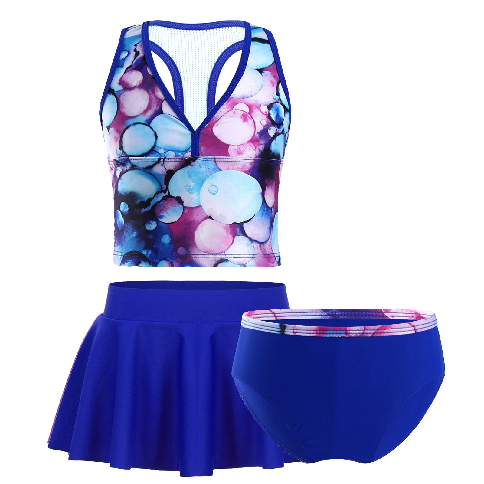 inhzoy Kids Girls 3PCs Floral Prints Swimsuit Tankini Set Hawaiian ...