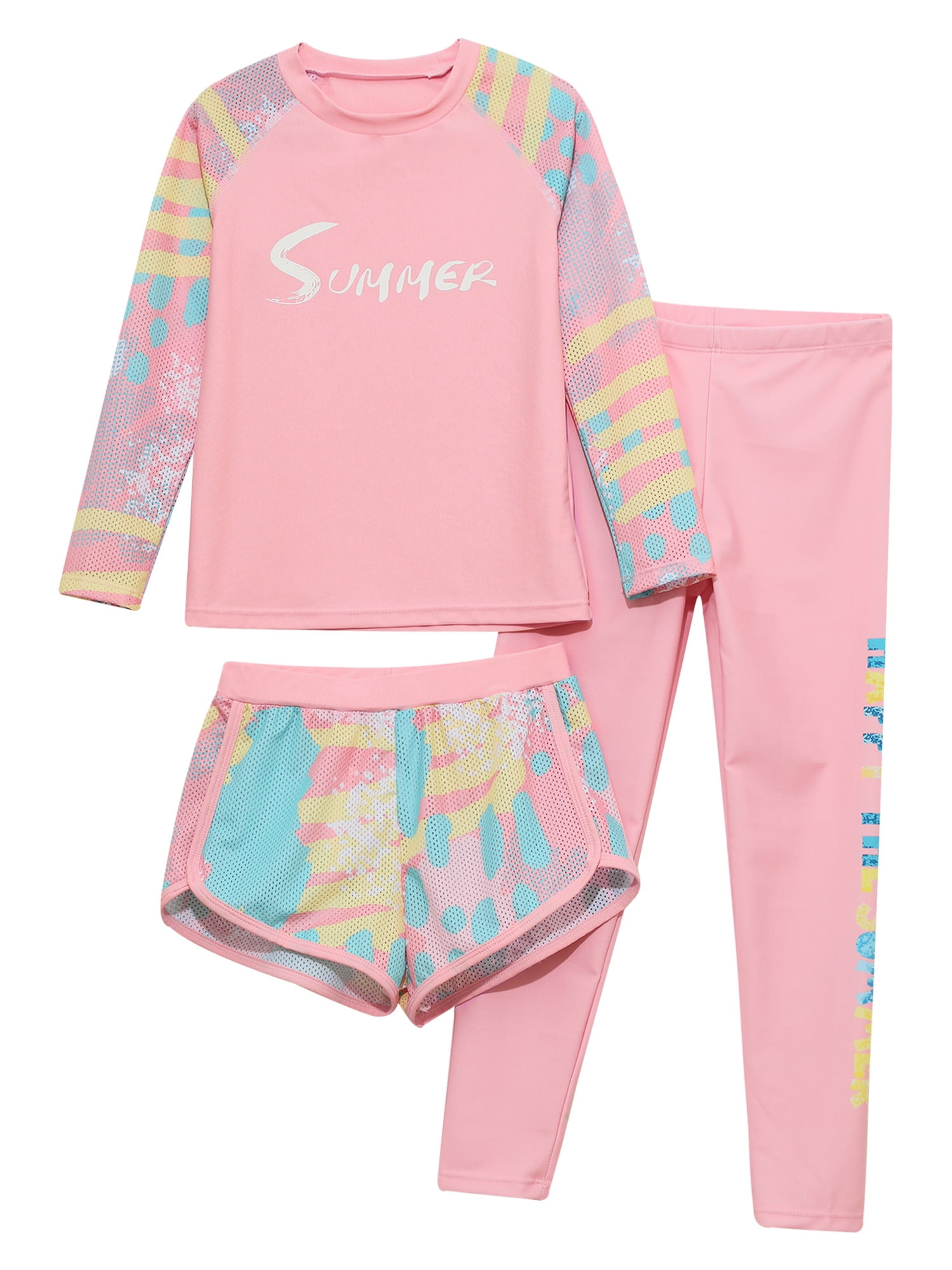 inhzoy Kids Girls Beach Water Play Swimsuit Sun Protection Rash Guard ...