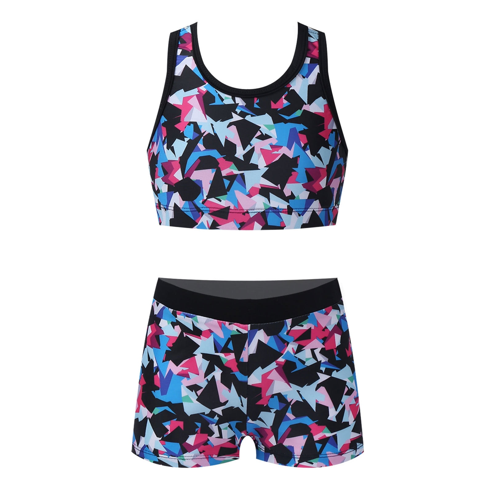 inhzoy Kids Girls Camouflage Print Swimsuit 2PCs Swimwear Tankini Set ...