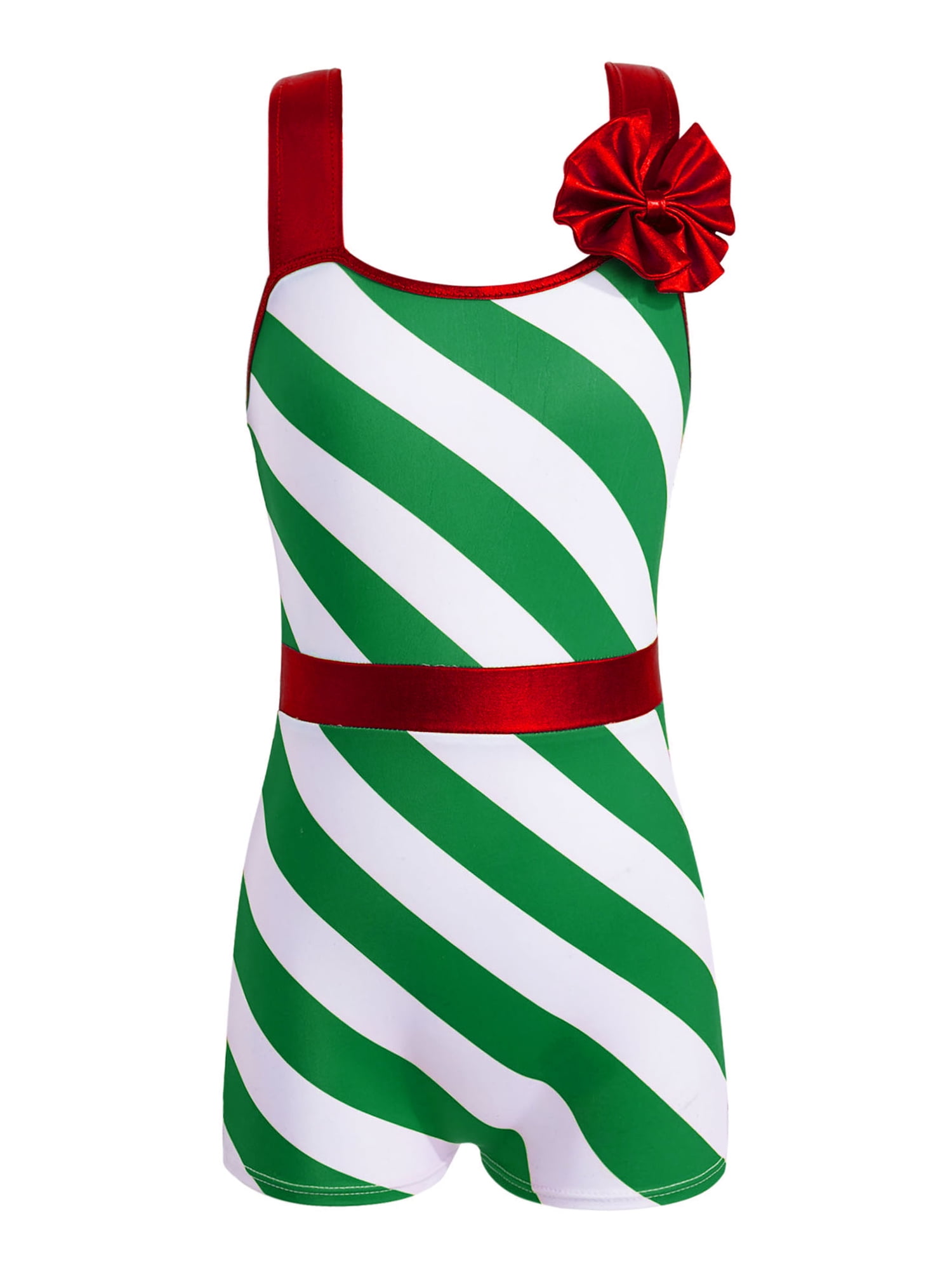 inhzoy Kids Girls Candy Cane Stripes Leotard Jumpsuit Ballet Gymnastics ...