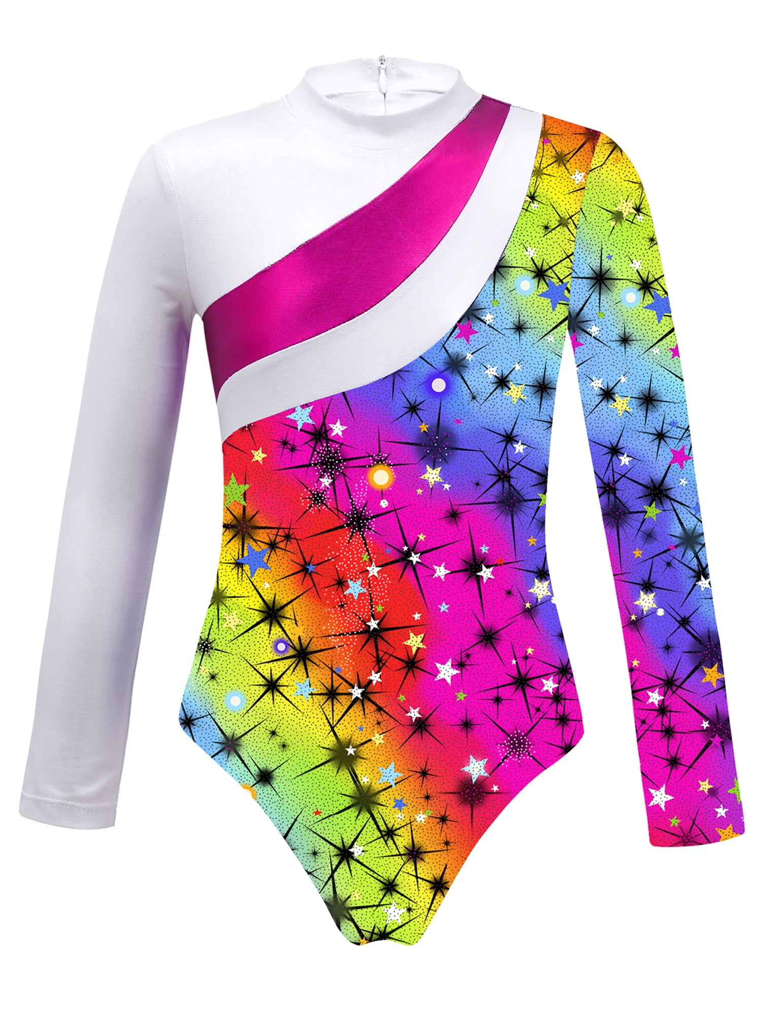 inhzoy Kids Girls Cartoon Print Mock Neck Leotard for Gymnastic Dance ...