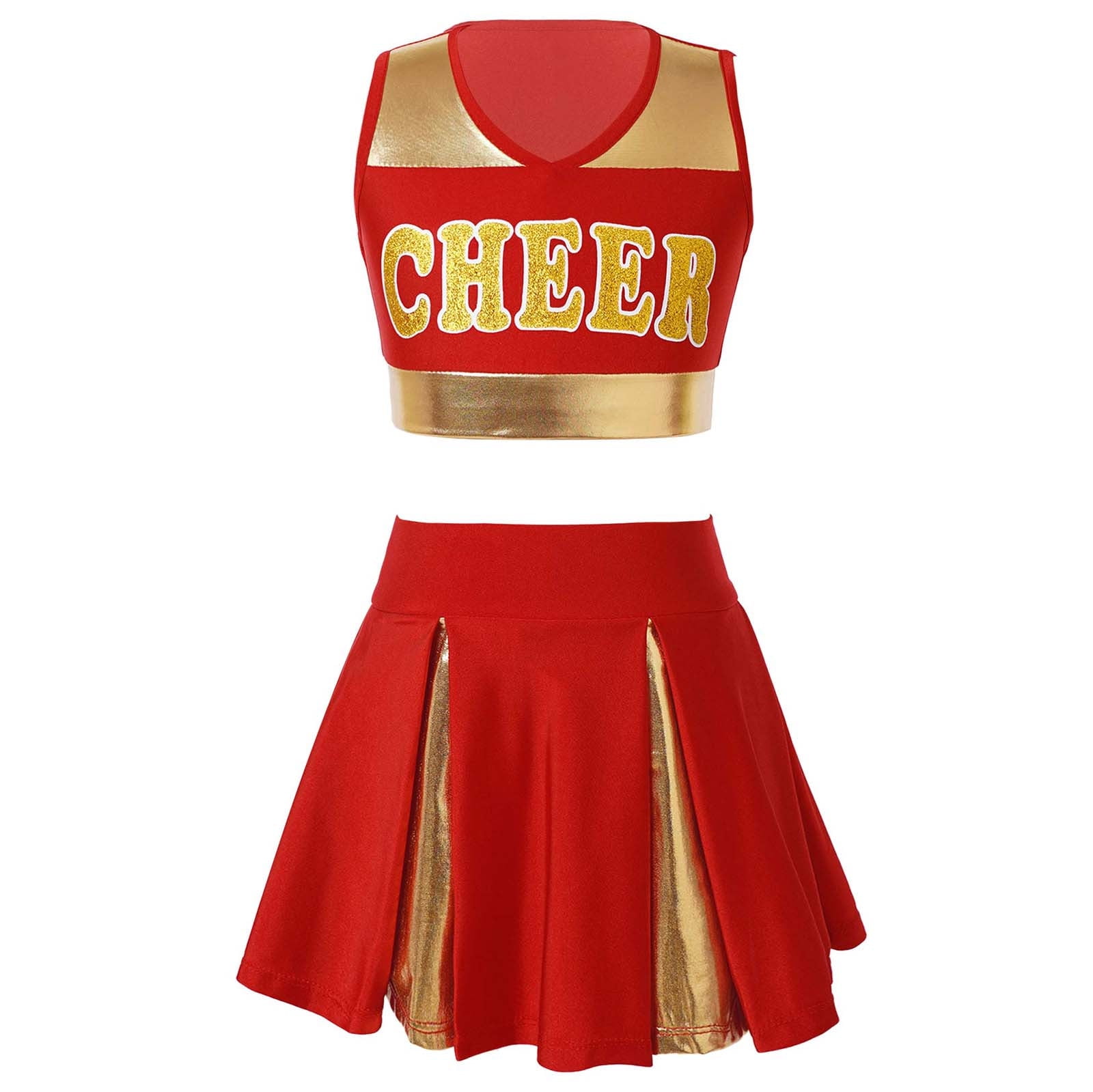 inhzoy Kids Girls Cheer Uniform Outfit School Cheerleading Camp Cosplay ...
