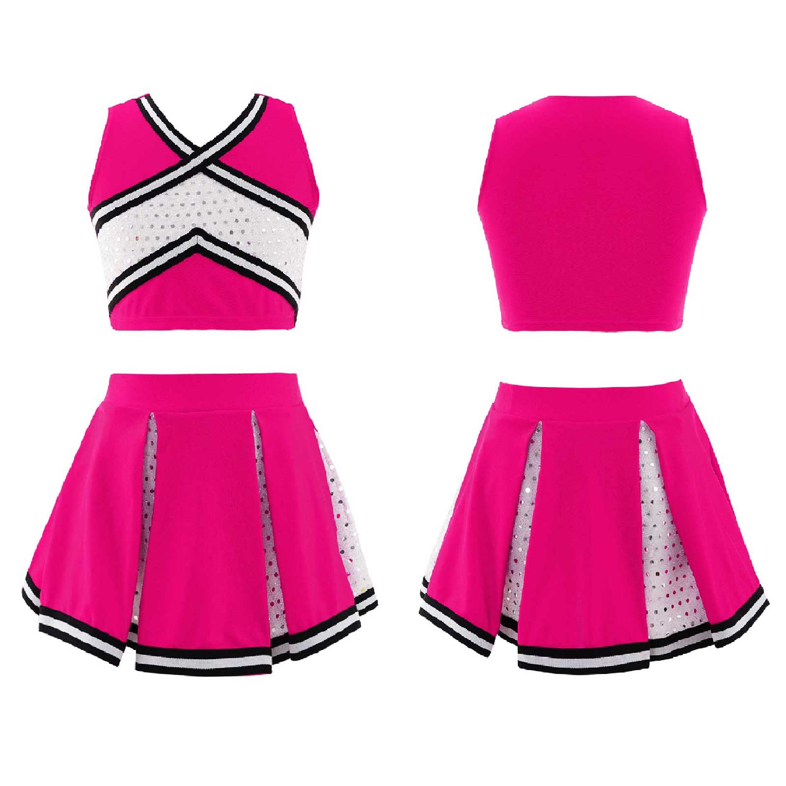 inhzoy Kids Girls Cheerleading Dance Uniform Sleeveless Crop Top with ...
